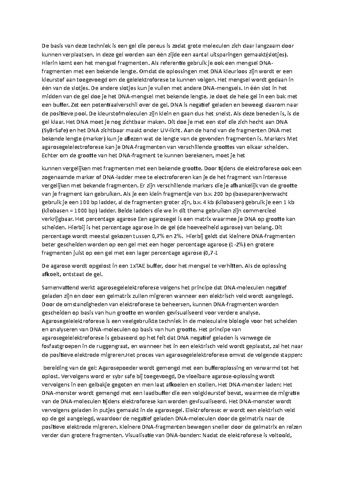 samenvatting en uitleg inhoud van restrictie enzymen en gel ...