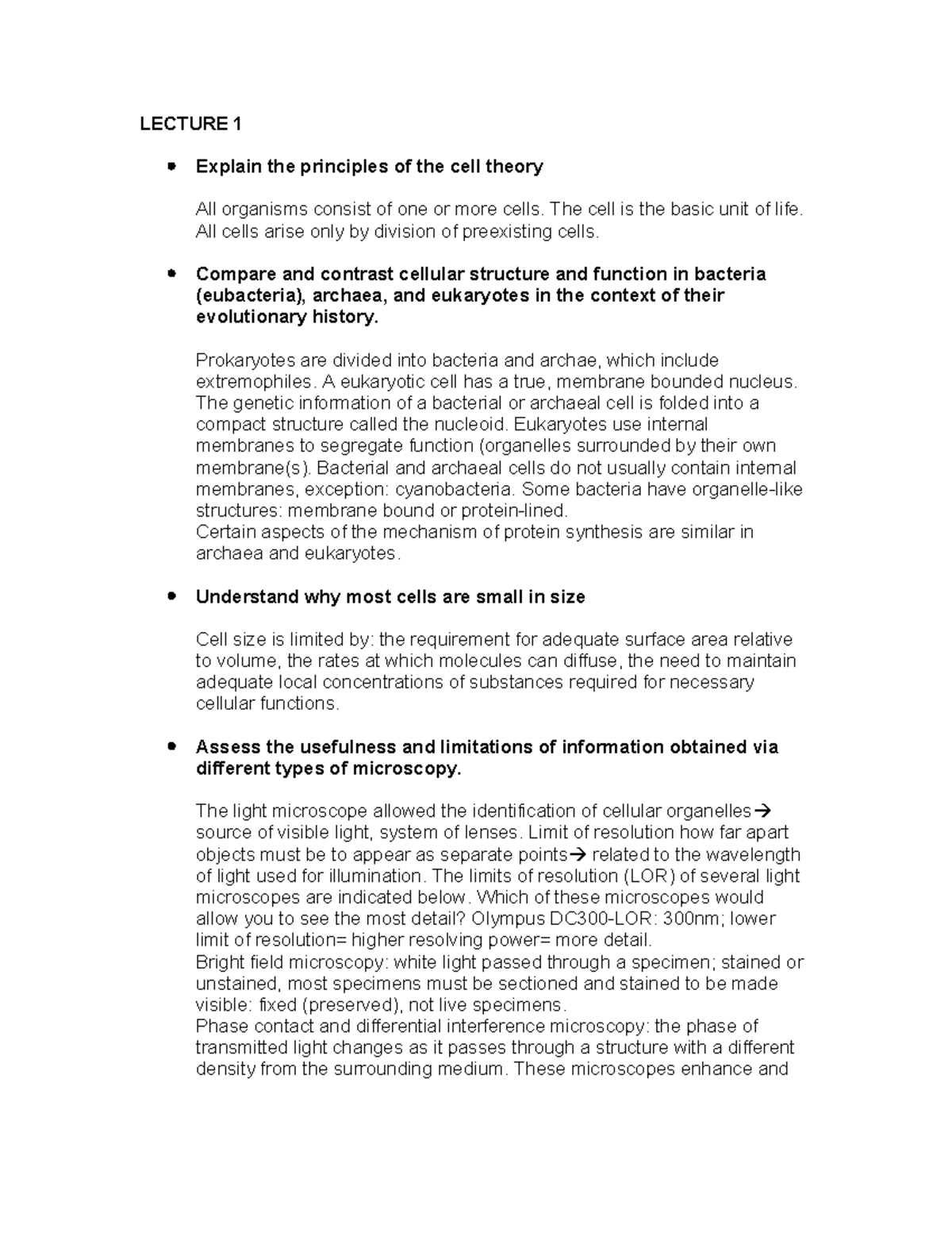 Cell Biology Final Study Guide - LECTURE 1 Explain the principles of ...