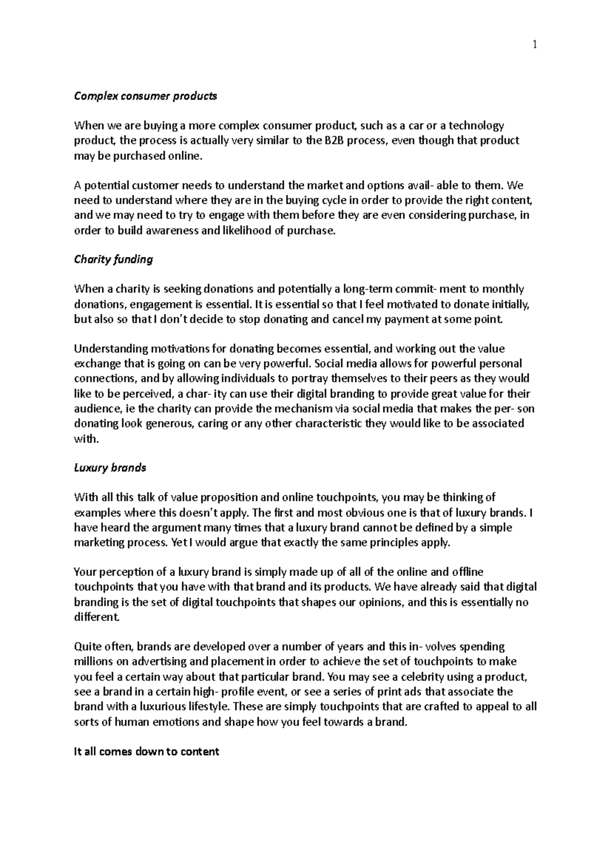 Notes-3 - Case - 1 Complex consumer products When we are buying a more ...