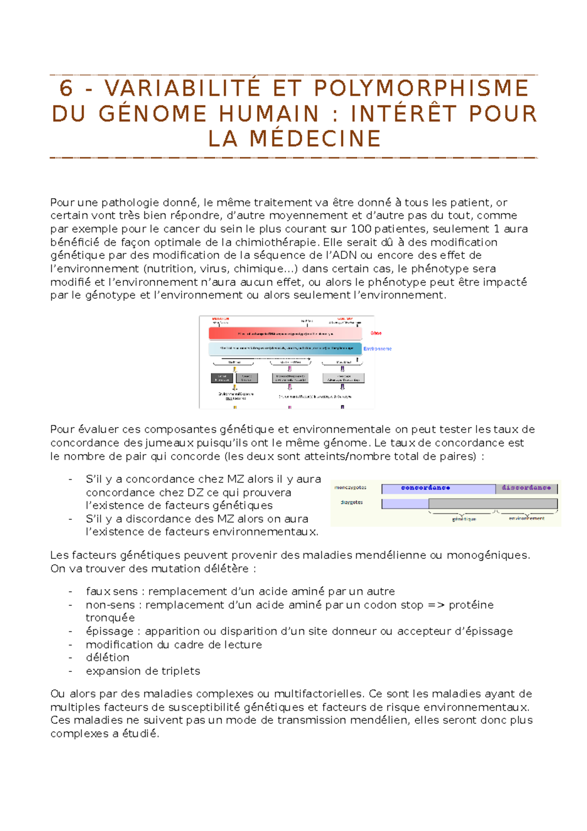 6 - Variabilité et polymorphisme du génome humain - 6 - VA R I A B I L ...