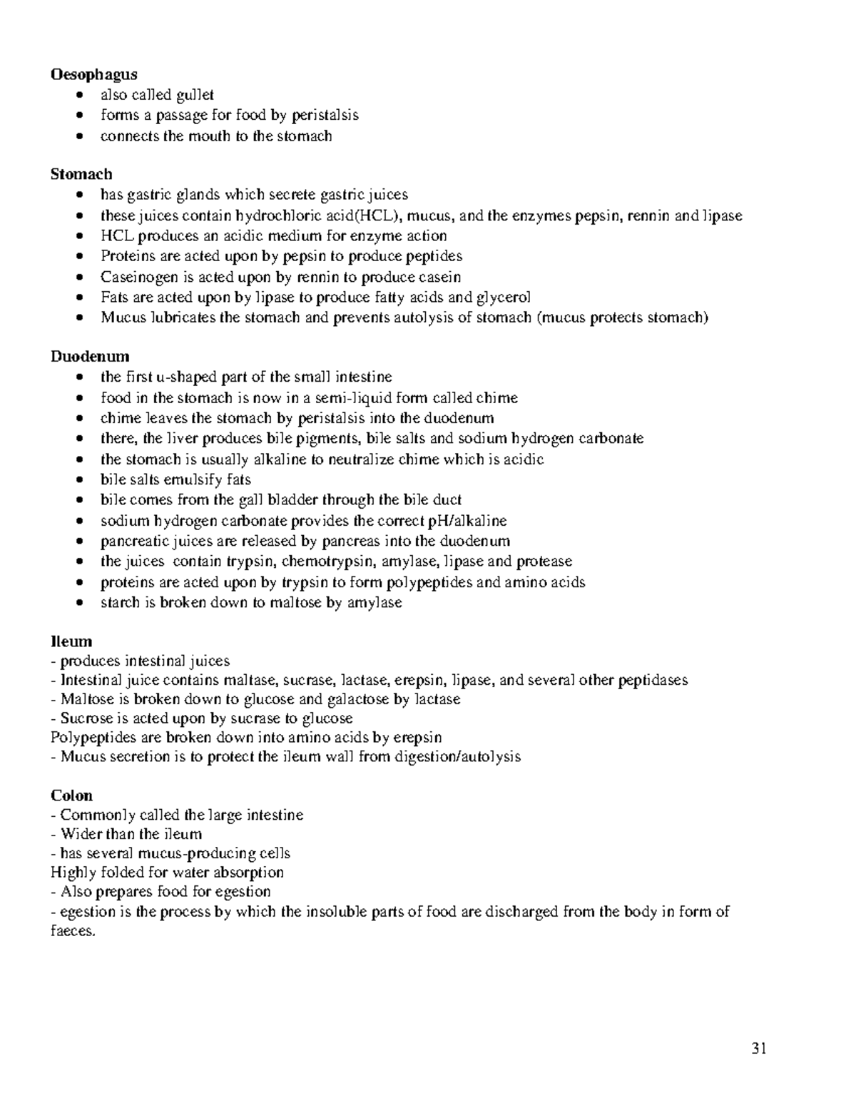S2-biology-notes-2020 p3 - Oesophagus also called gullet forms a ...