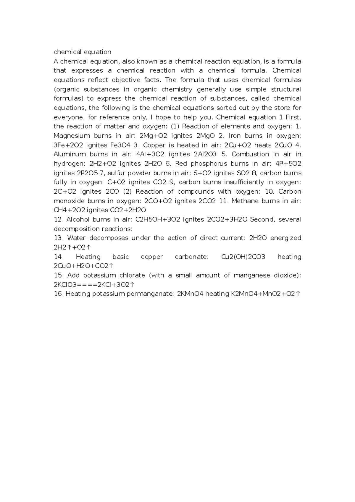 Chemical equation - Chemical equations reflect objective facts. The ...