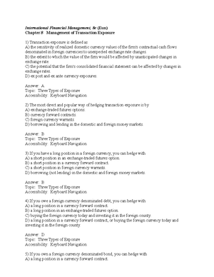 Fina 357 Ch1 - HW1 - HW Answers for Chapter 1 Multinational Financial ...
