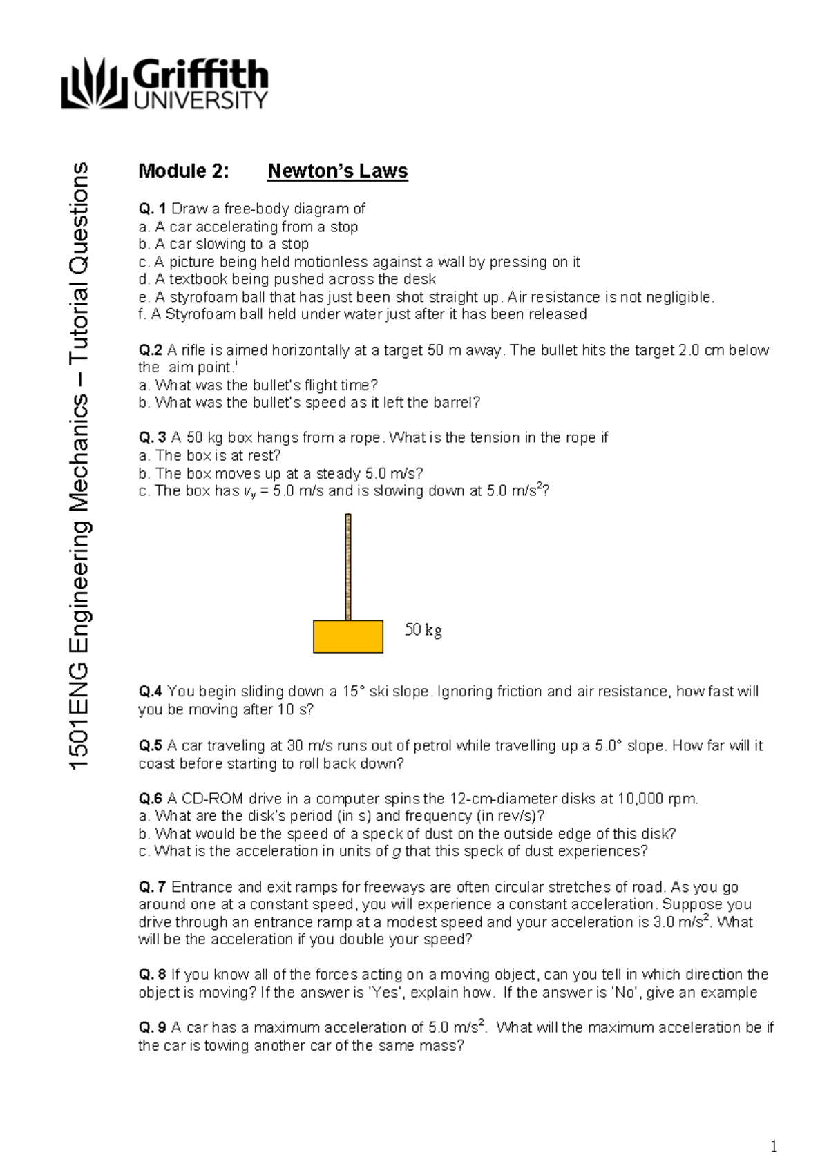 Tutorial work - 2 - Newton’s Law - Questions and answers - 2013 ...