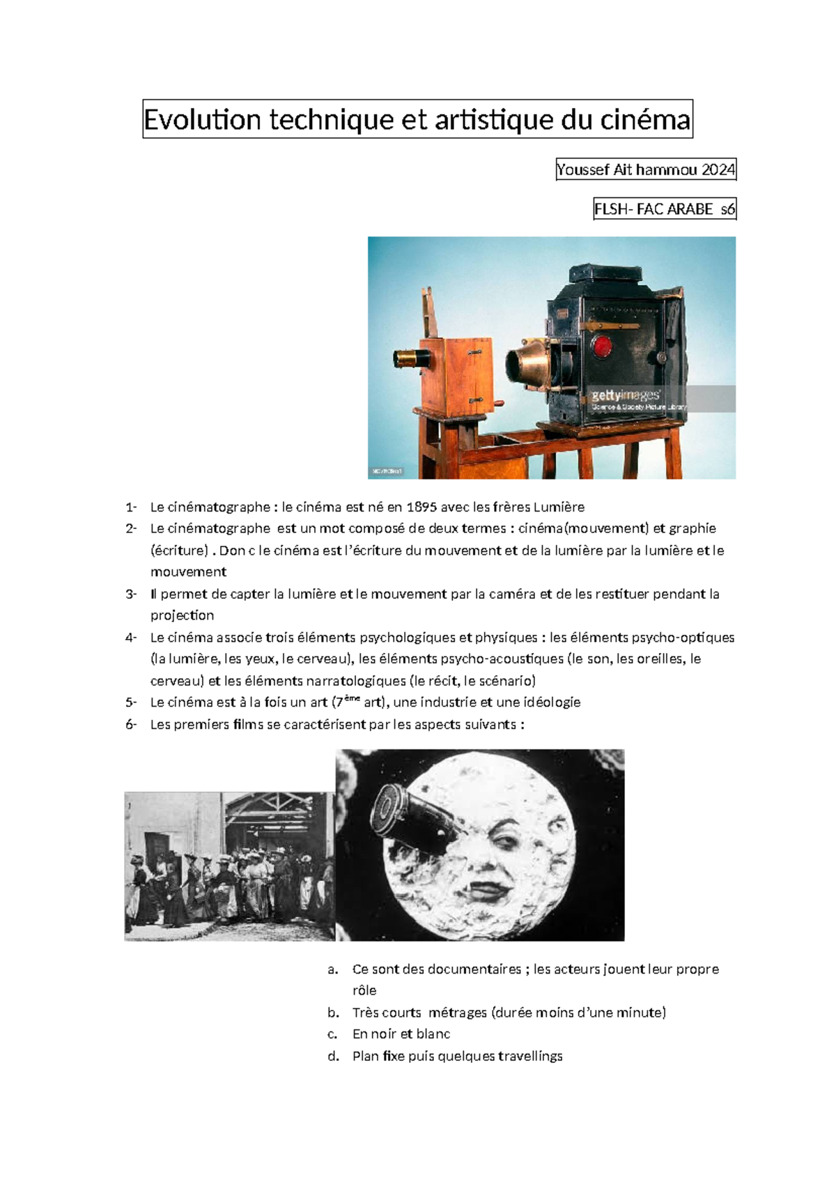 Evolution technique et artistique du cinéma - Evolution technique et ...