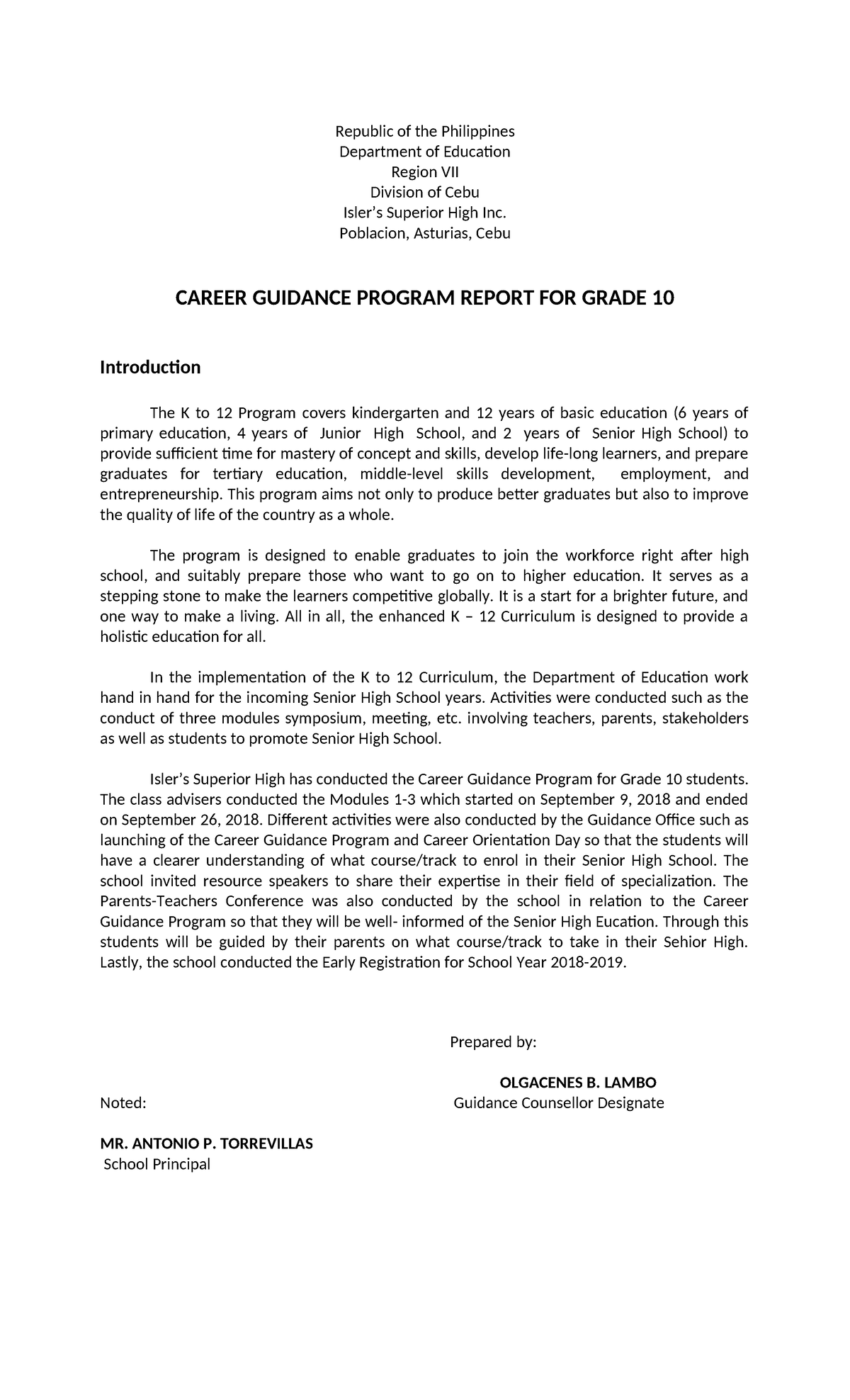 Career guidance program-1 - Republic of the Philippines Department of ...
