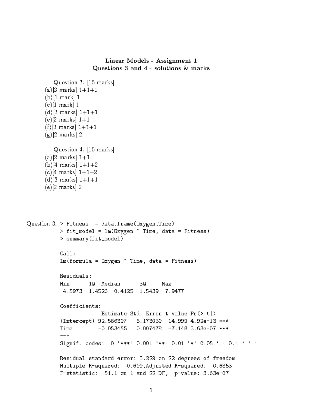 2831-assign 1-q3andq4-sol - Linear Models - Assignment 1 Questions 3 ...