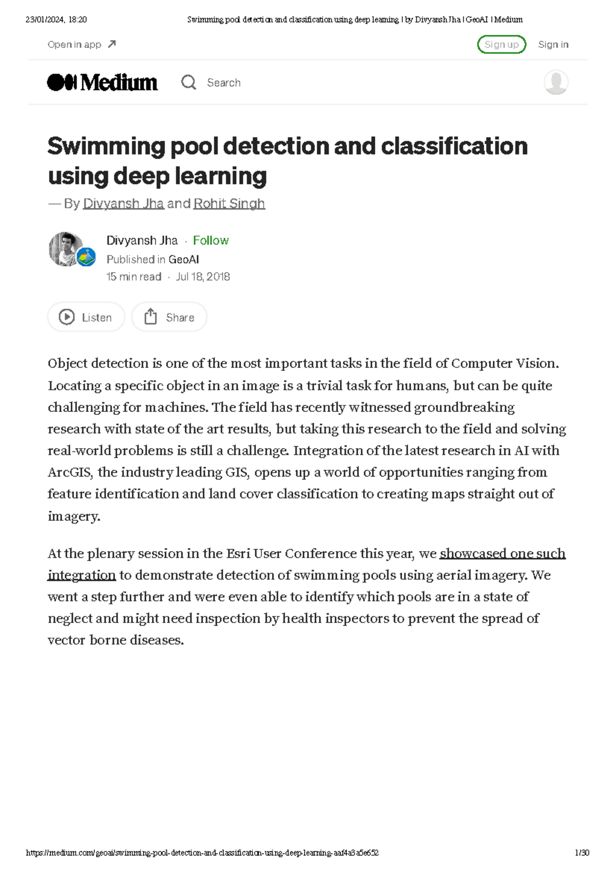 Swimming pool detection and classification using deep learning by Divyansh Jha Geo AI Medium ...