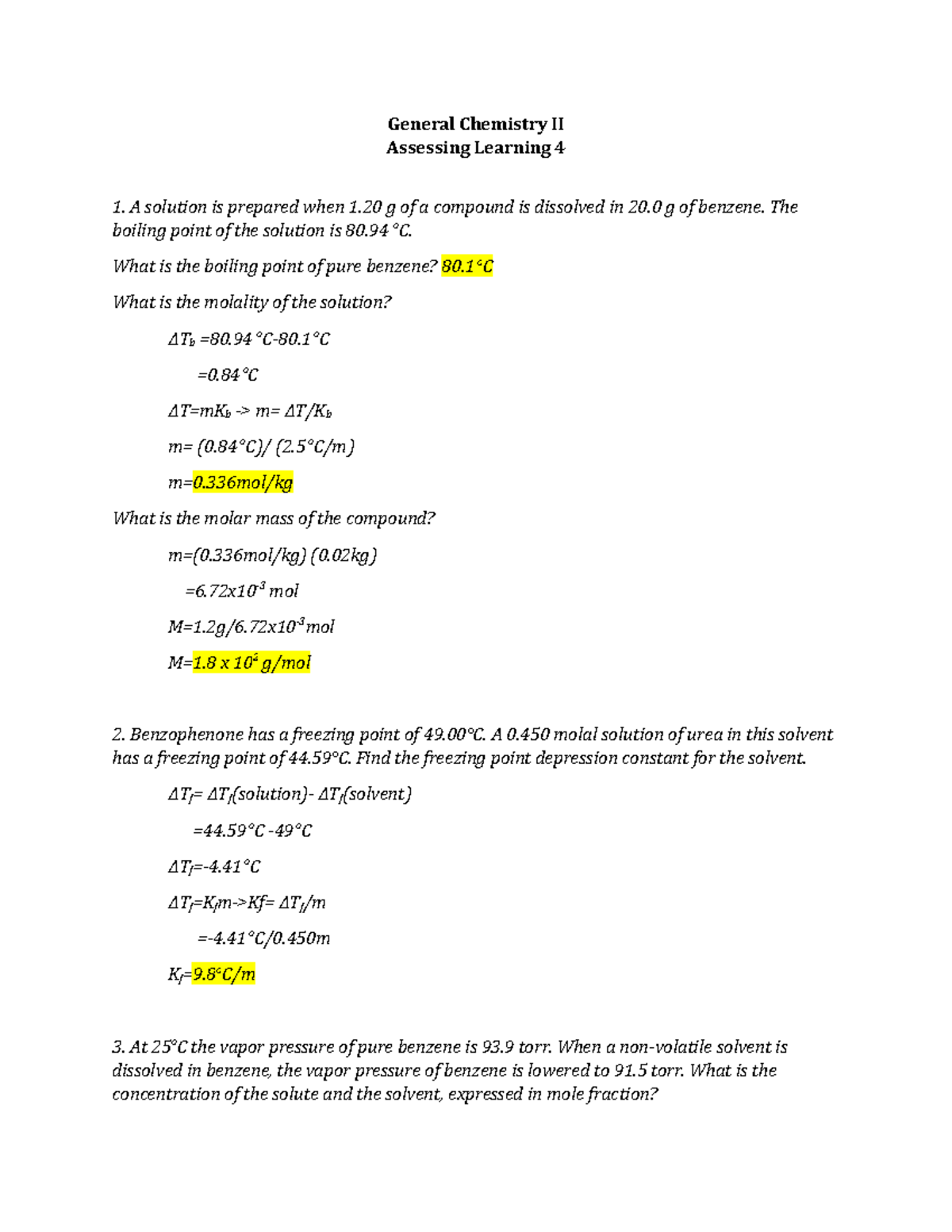 Assessing-Learning-4 - General Chemistry II Assessing Learning 4 A ...