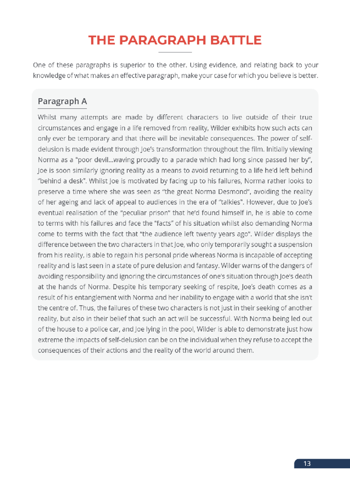 Sunset Boulevard Paragraph Battle - ENGL2111 - Studocu