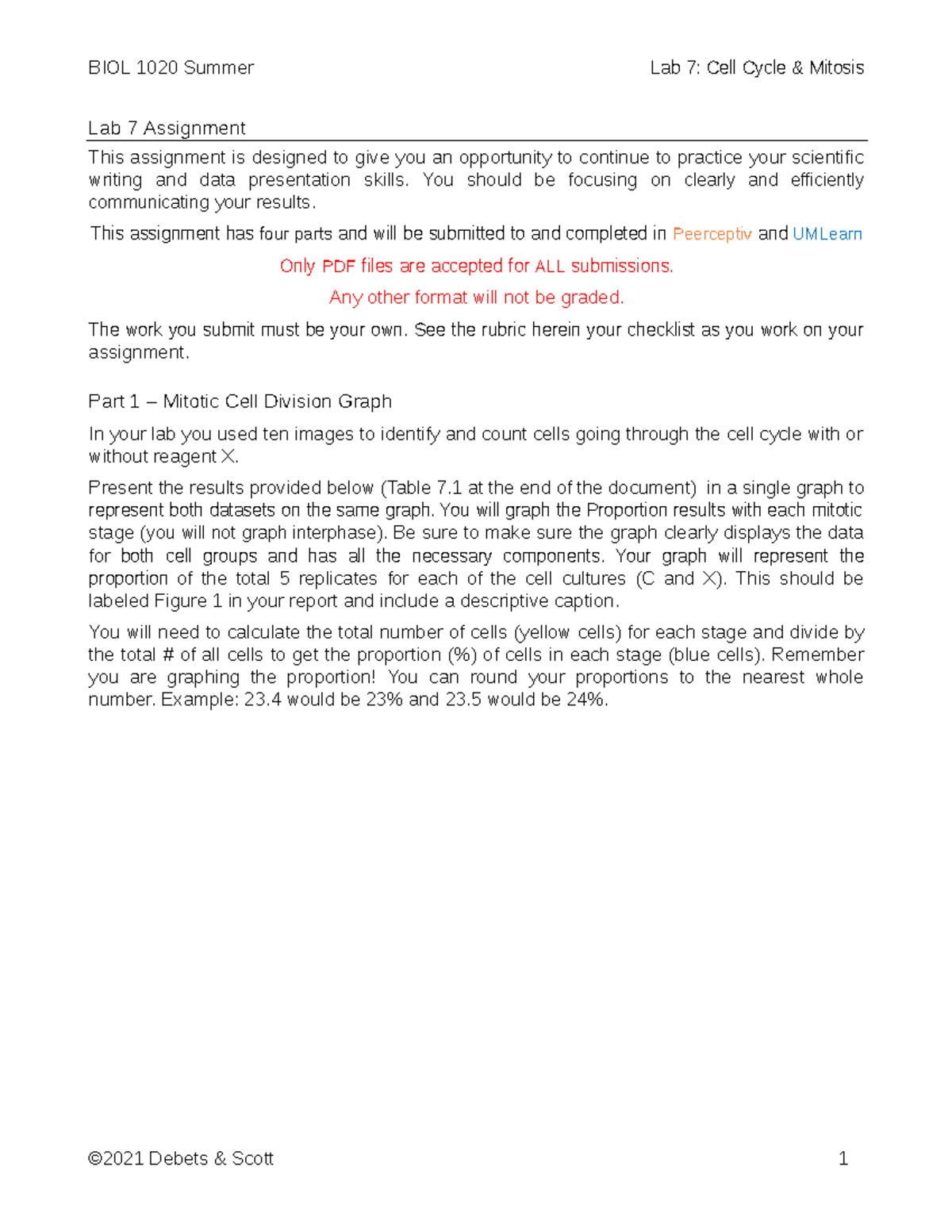 F21 - Final BIOL 1020 lab 7 Assignment - BIOL 1020 Summer Lab 7: Cell ...