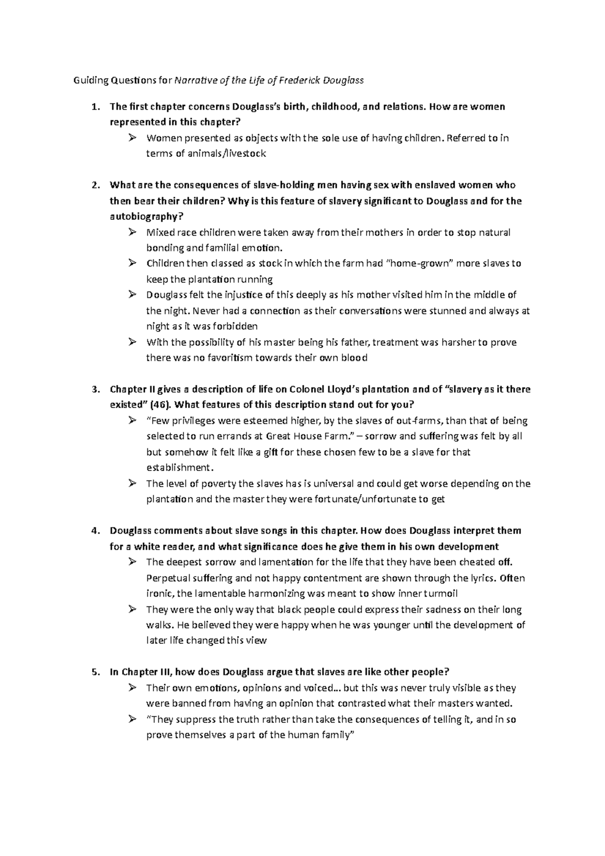 Sample/practice exam 2015, answers - Guiding Questions for Narrative of ...