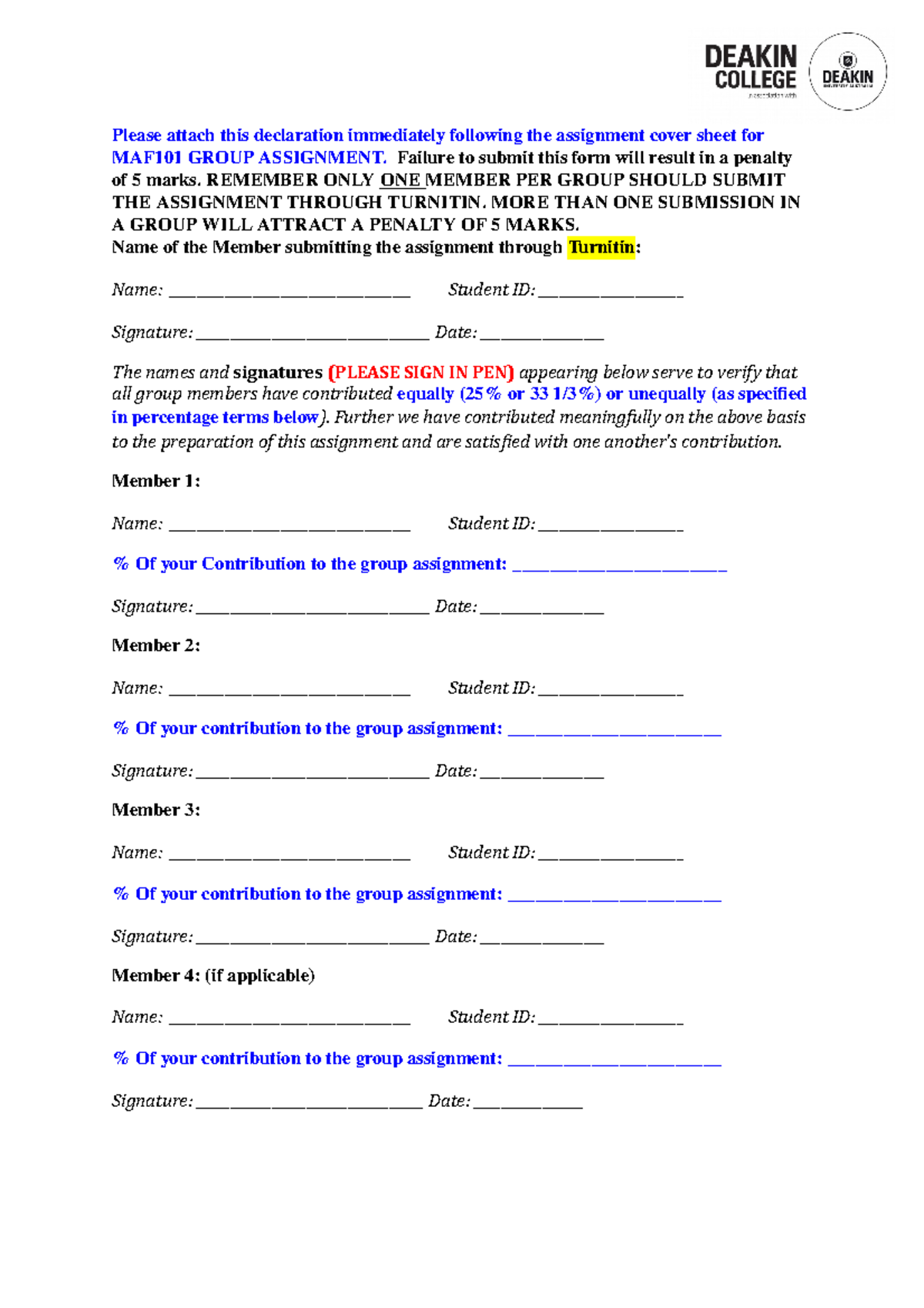 MAF101 Group Declaration Form - Please attach this declaration ...