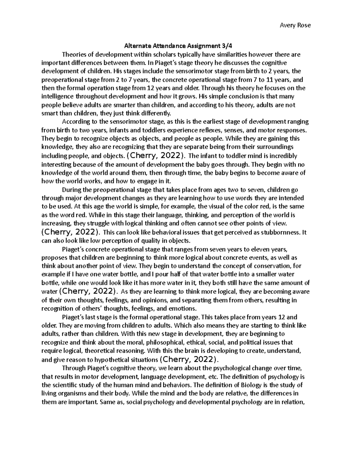 Alternate Attendance Assignment 3 - Avery Rose Alternate Attendance ...