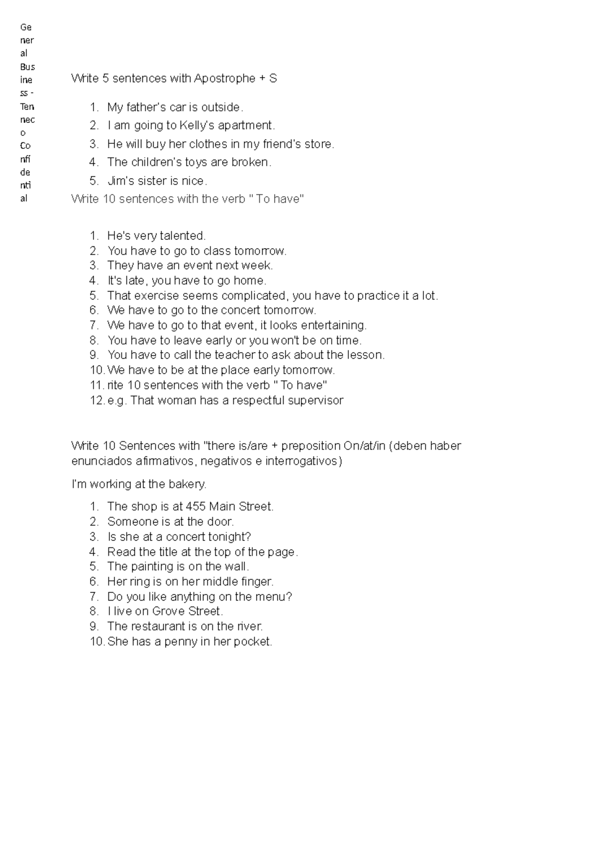 Estefania Martinez MEZA Write 5 sentences with Apostrophe - Ge ner al ...