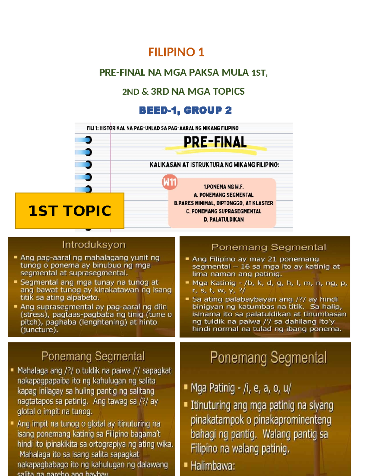Filipino-PRE- Final Topicss - FILIPINO 1 PRE-FINAL NA MGA PAKSA MULA ...