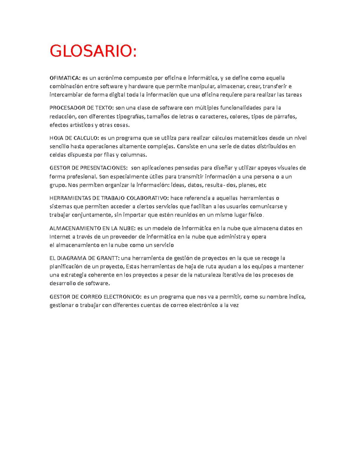 Glosario SENA - APUNTES - GLOSARIO: OFIMATICA: es un acrónimo compuesto ...