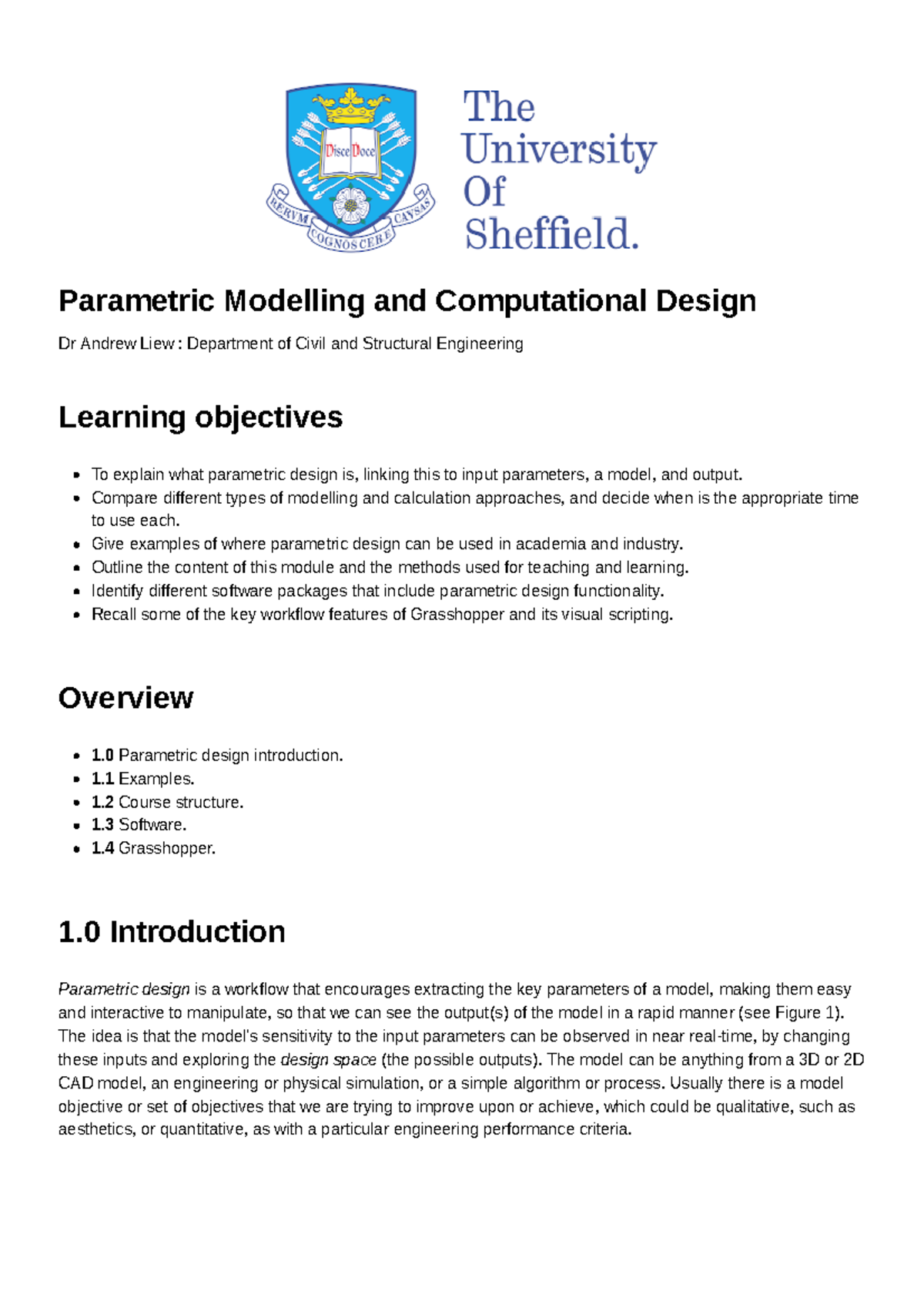 CIV61016 summary notes - Parametric Modelling and Computational Design ...
