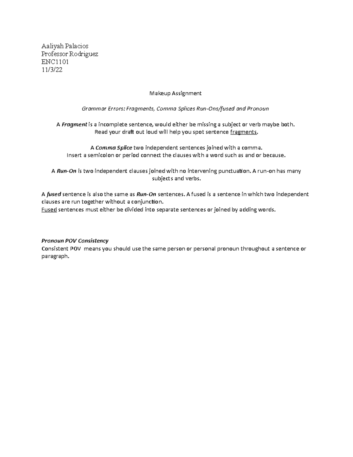 Makeup class Work - Aaliyah Palacios Professor Rodriguez ENC 11/3 ...