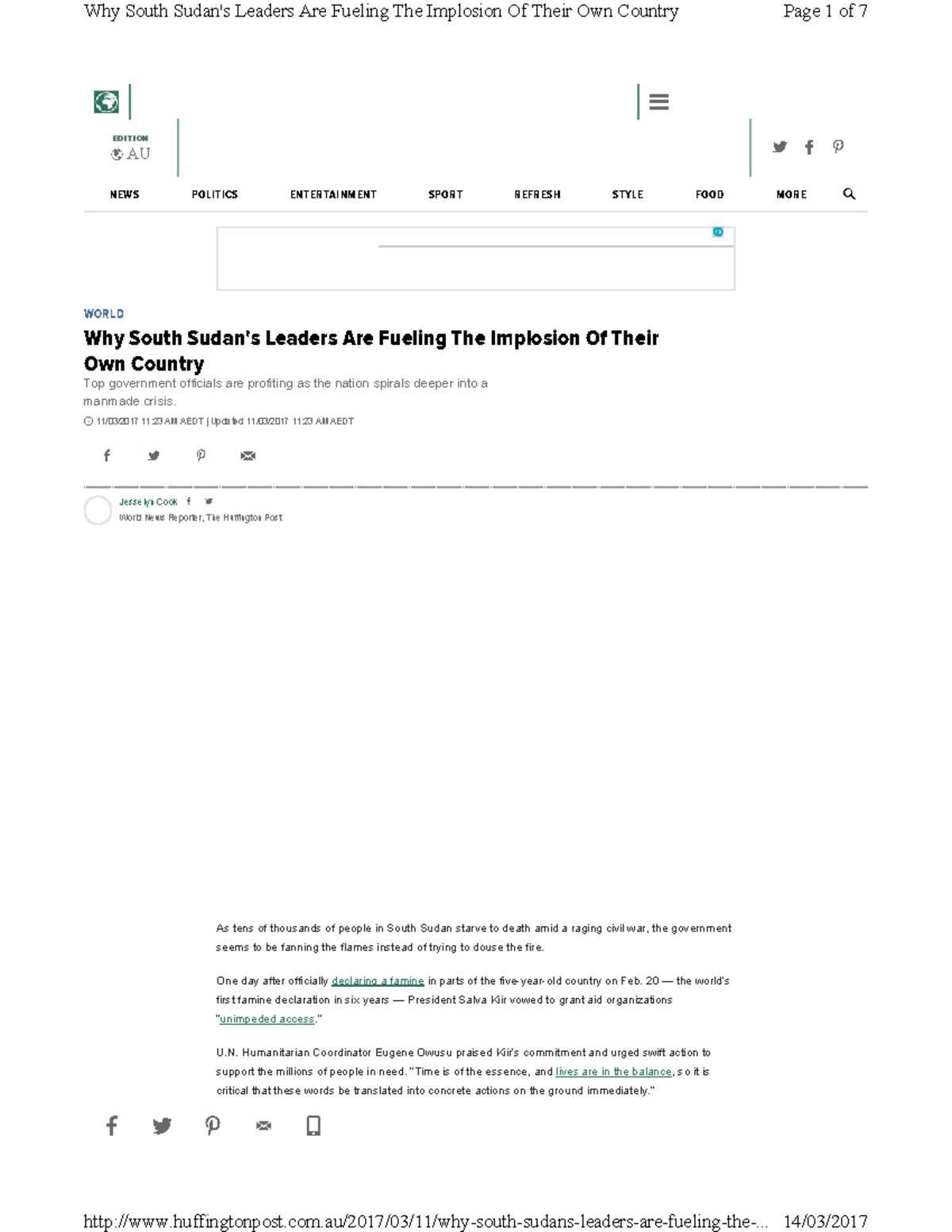 Why south sudans le - notes - Jesselyn Cook World News Reporter, The ...