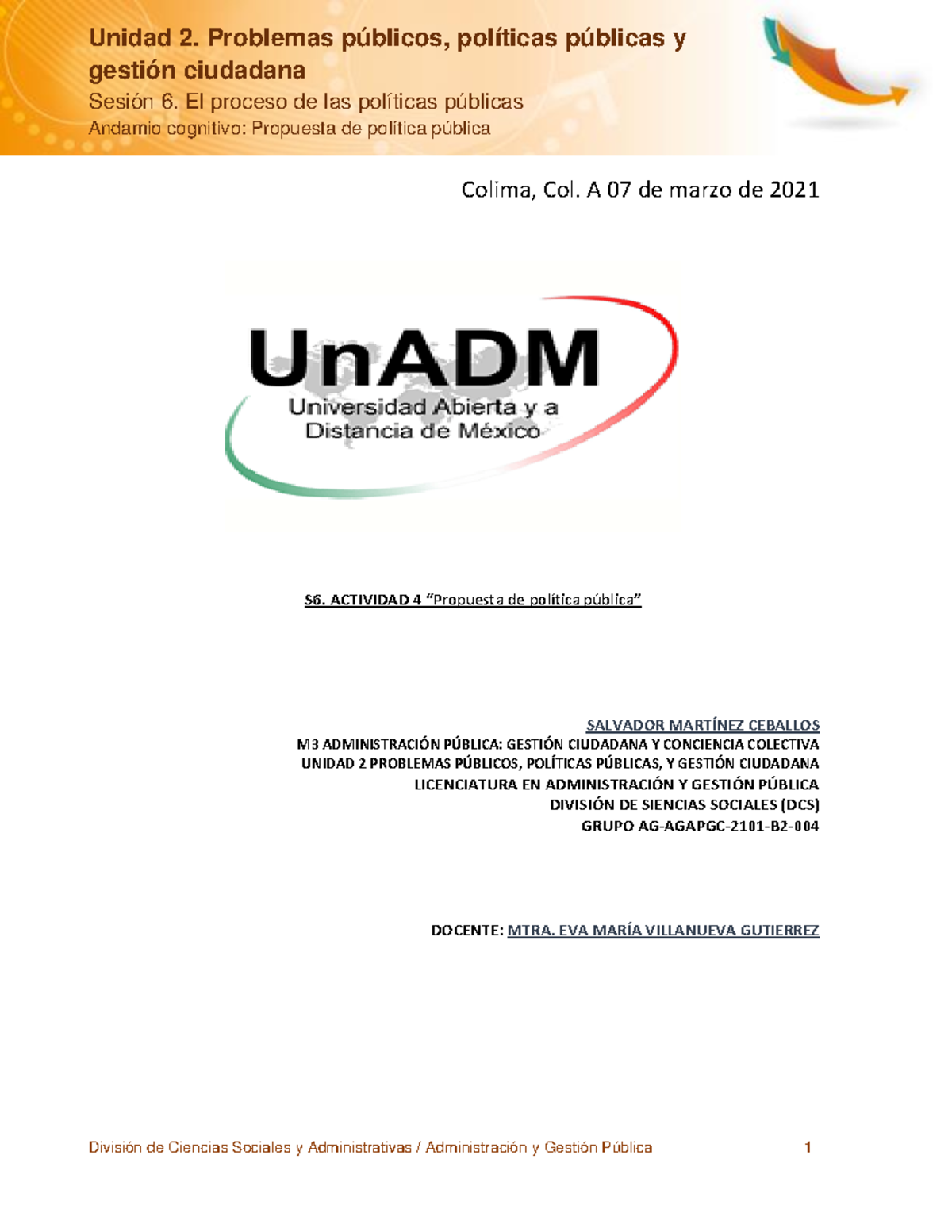 Agapgc U2 S6 A4 SAMC - Trabajos de la carrera de administración y ...