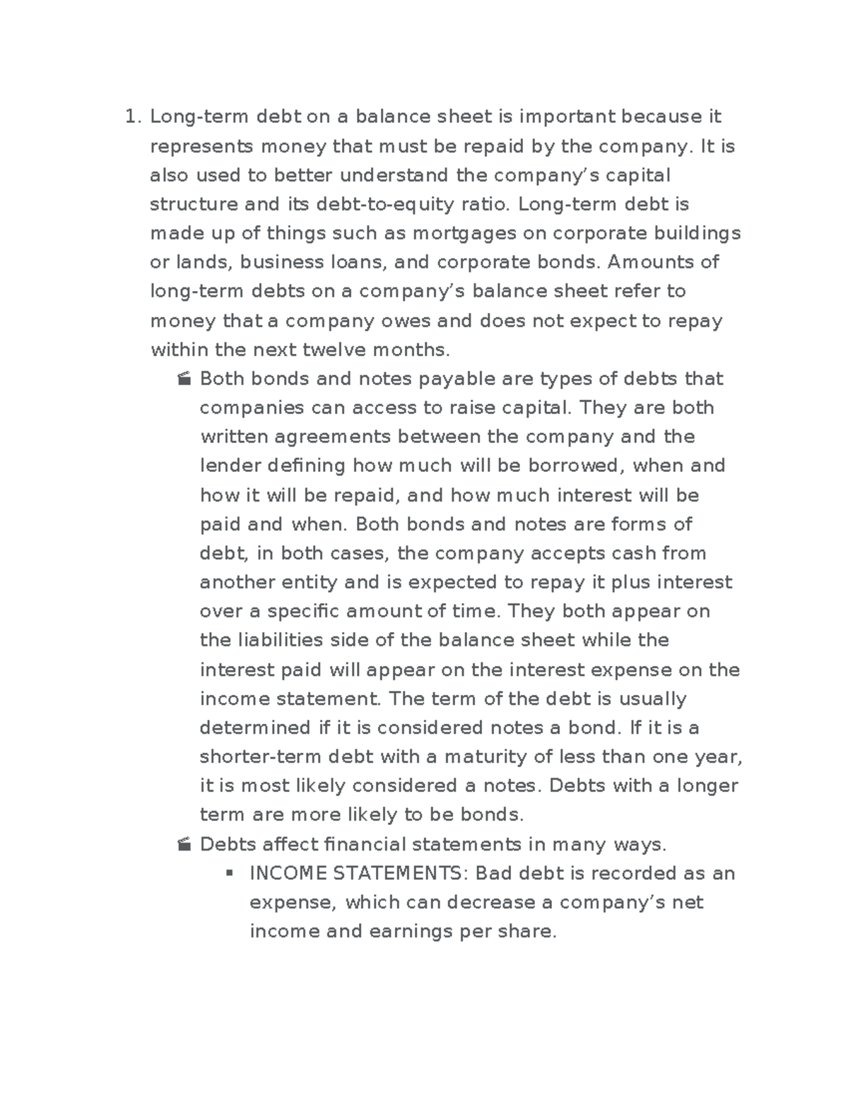 5-1 Project One Analysis - Long-term debt on a balance sheet is ...
