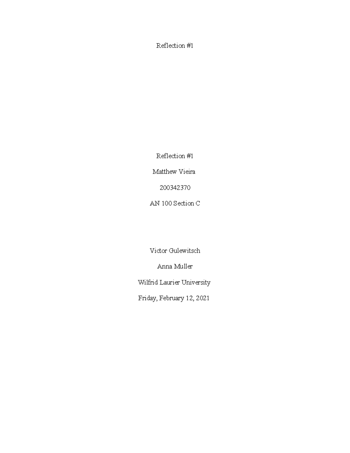 AN 100 Reflection Paper #1 Understanding How to Be Yourself ...