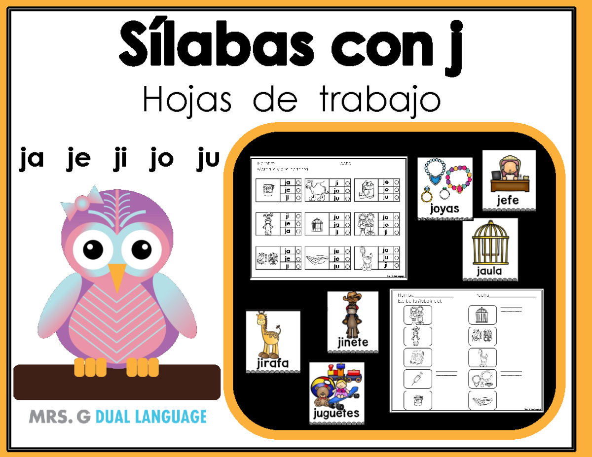 05 - Sílabas con la letra j ja je ji jo ju Hojas de trabajo - Hojas de ...