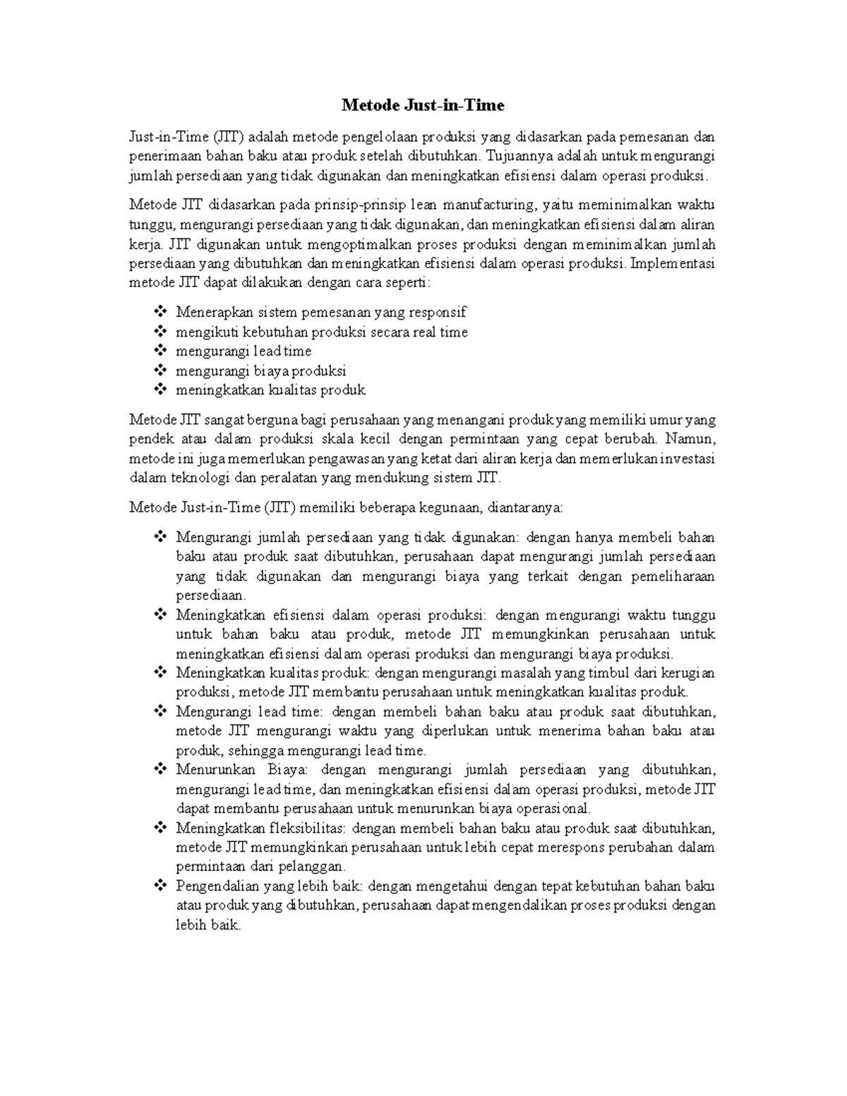 Resume Metode Just in Time - Metode Just-in-Time Just-in-Time (JIT ...