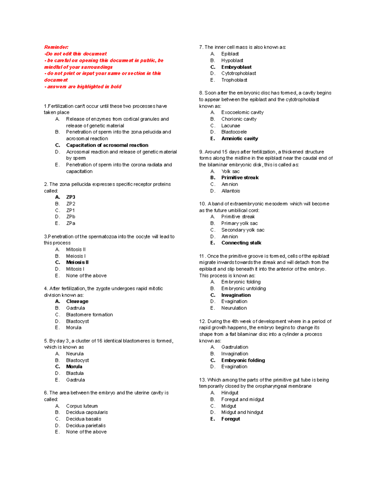 Anatomy compilation - Question Bank - Reminder: -Do not edit this ...