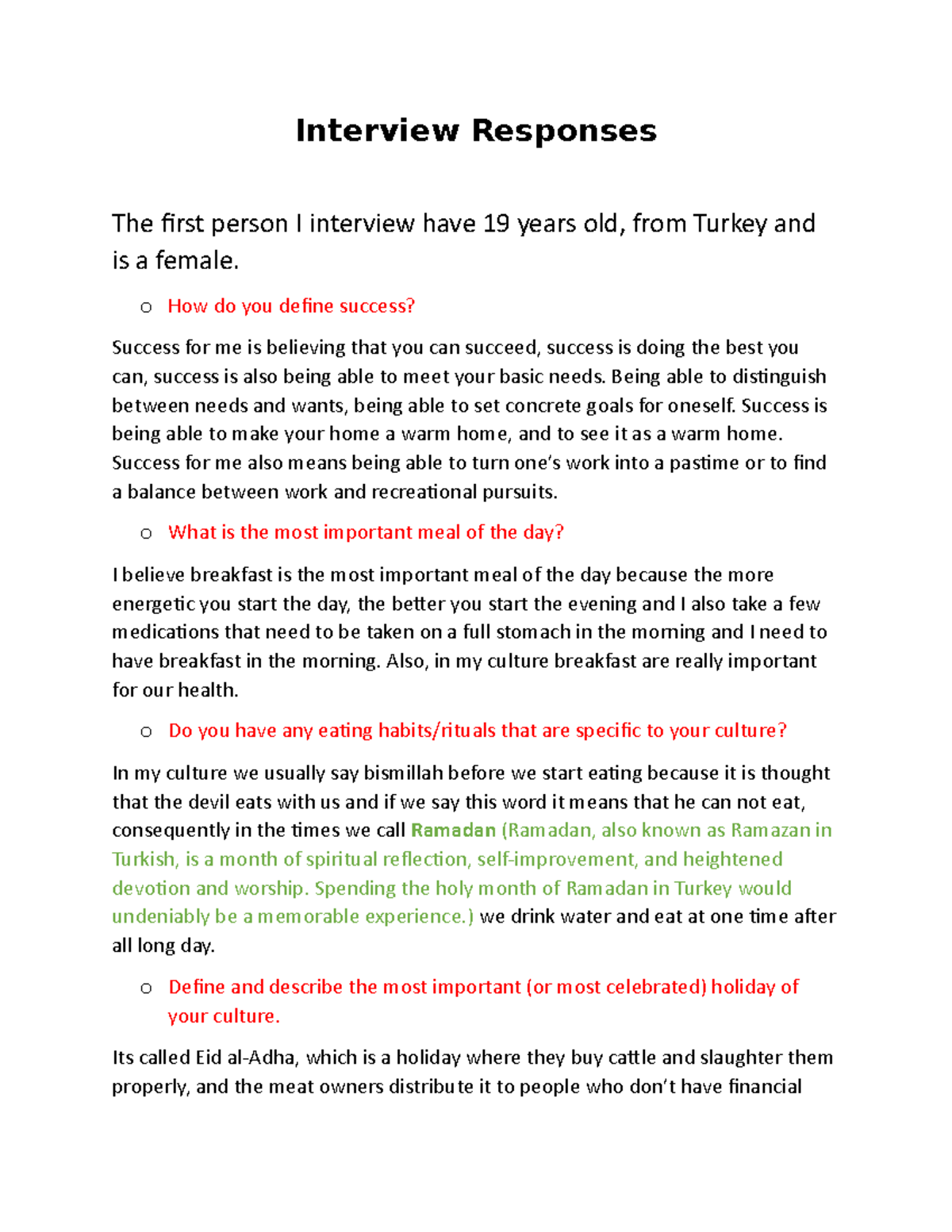 Interview Responses- Maria Cecilia - Interview Responses The first ...