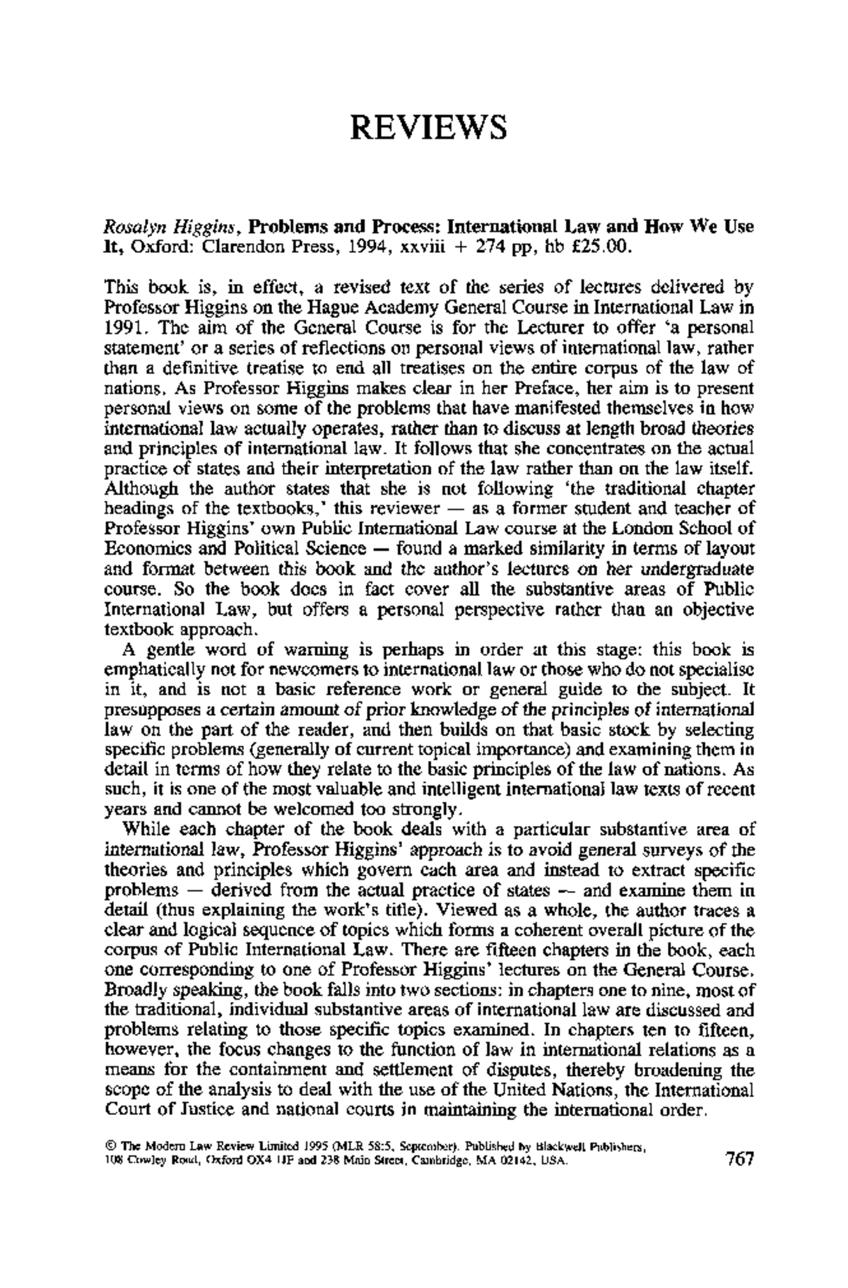 Rosalyn Higgins Problems and Process Int - REVIEWS zyx ####### Rosalyn ...