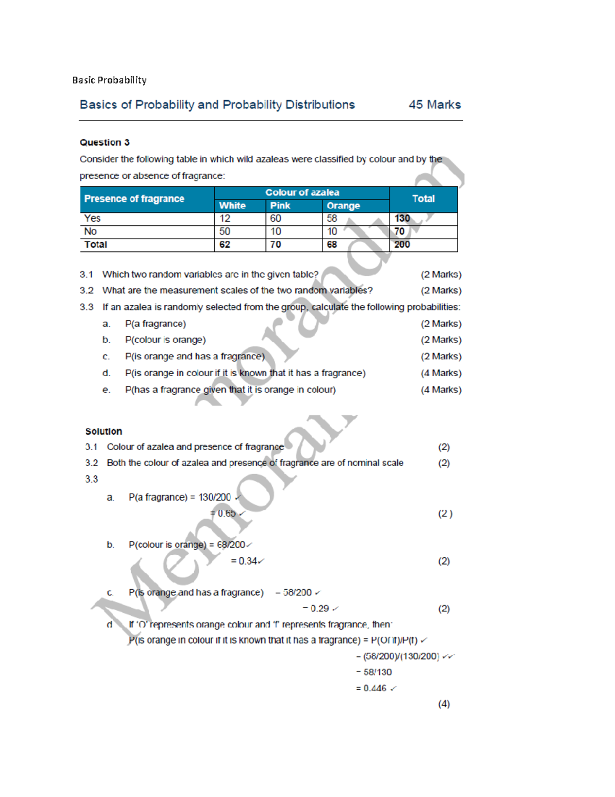 Week 2 Basic Probability questions and solutions - B com Law - Basic ...