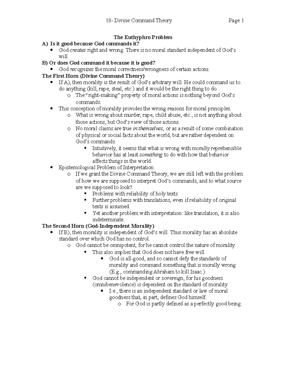 Divine Command Theory - 18- Divine Command Theory Page 1 The Euthyphro ...