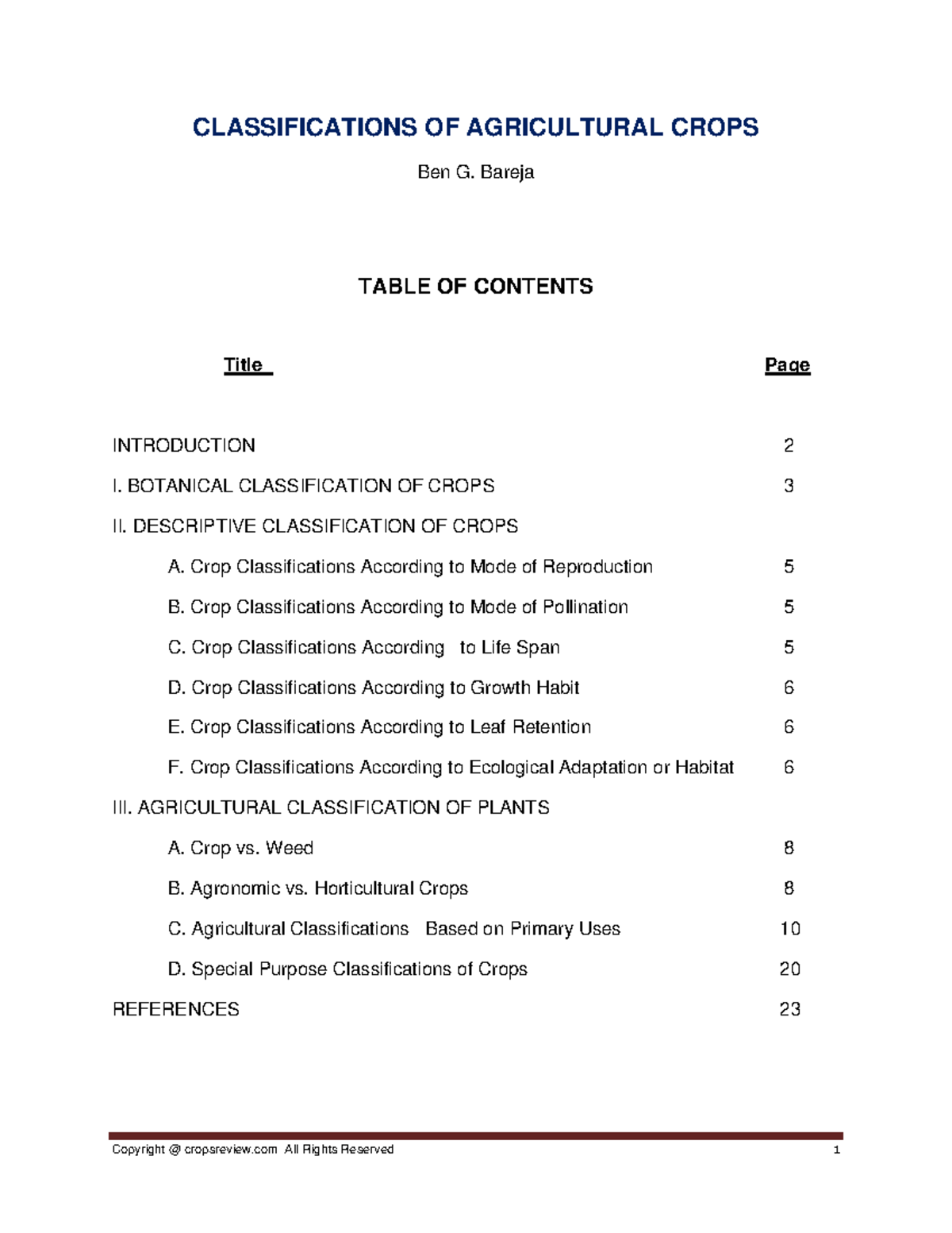 Agricultural Crops Classifications - CLASSIFICATIONS OF AGRICULTURAL ...