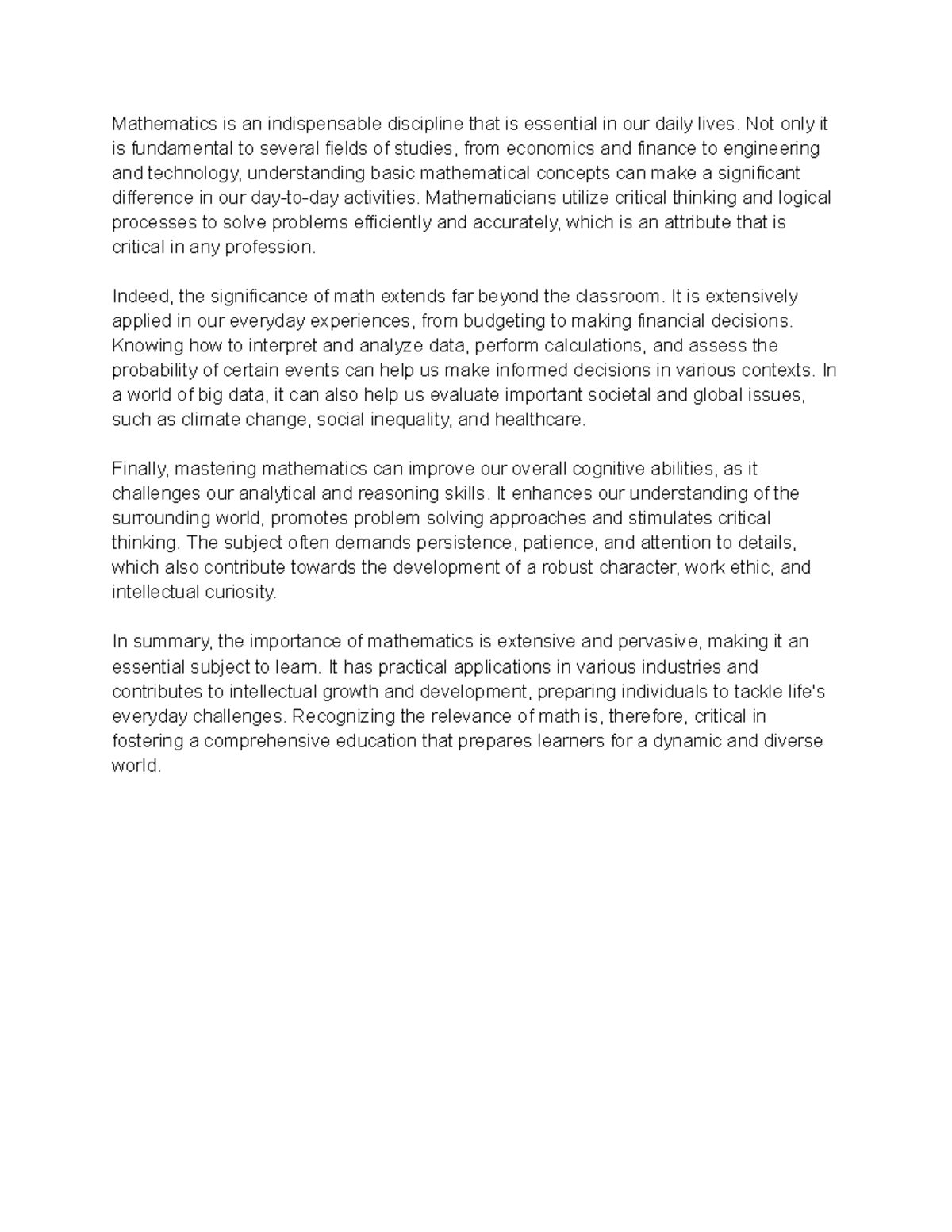 Importance of Math - Math history - Mathematics is an indispensable ...