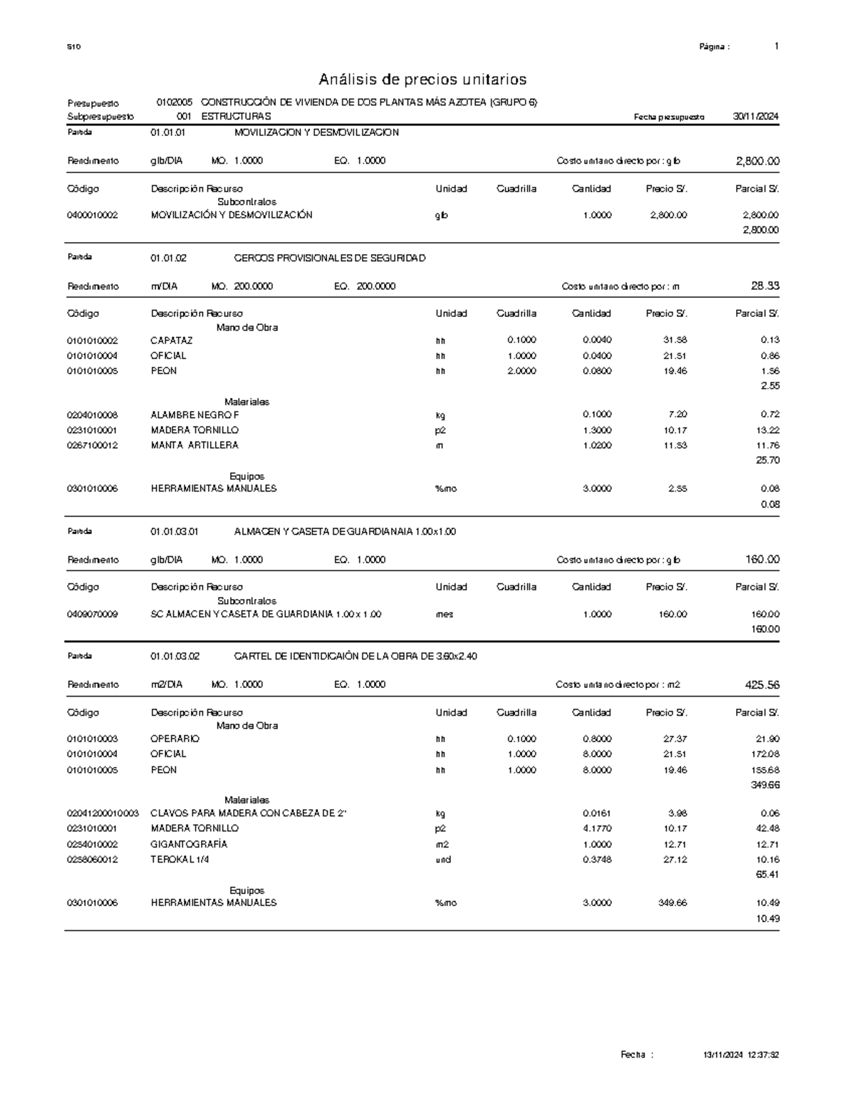 Estructuras (APUS) - apus - 0102005 Presupuesto CONSTRUCCIÓN DE VIVIENDA DE DOS PLANTAS MÁS ...