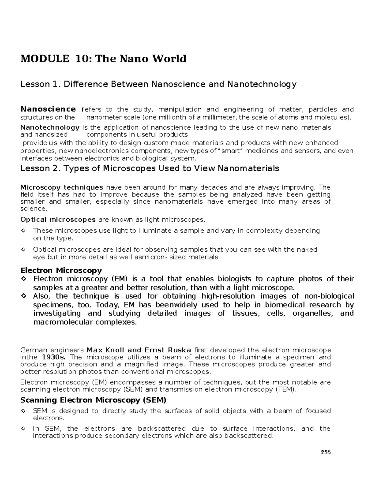 Module 10 STS - Summary Bachelor of Secondary Education major in ...
