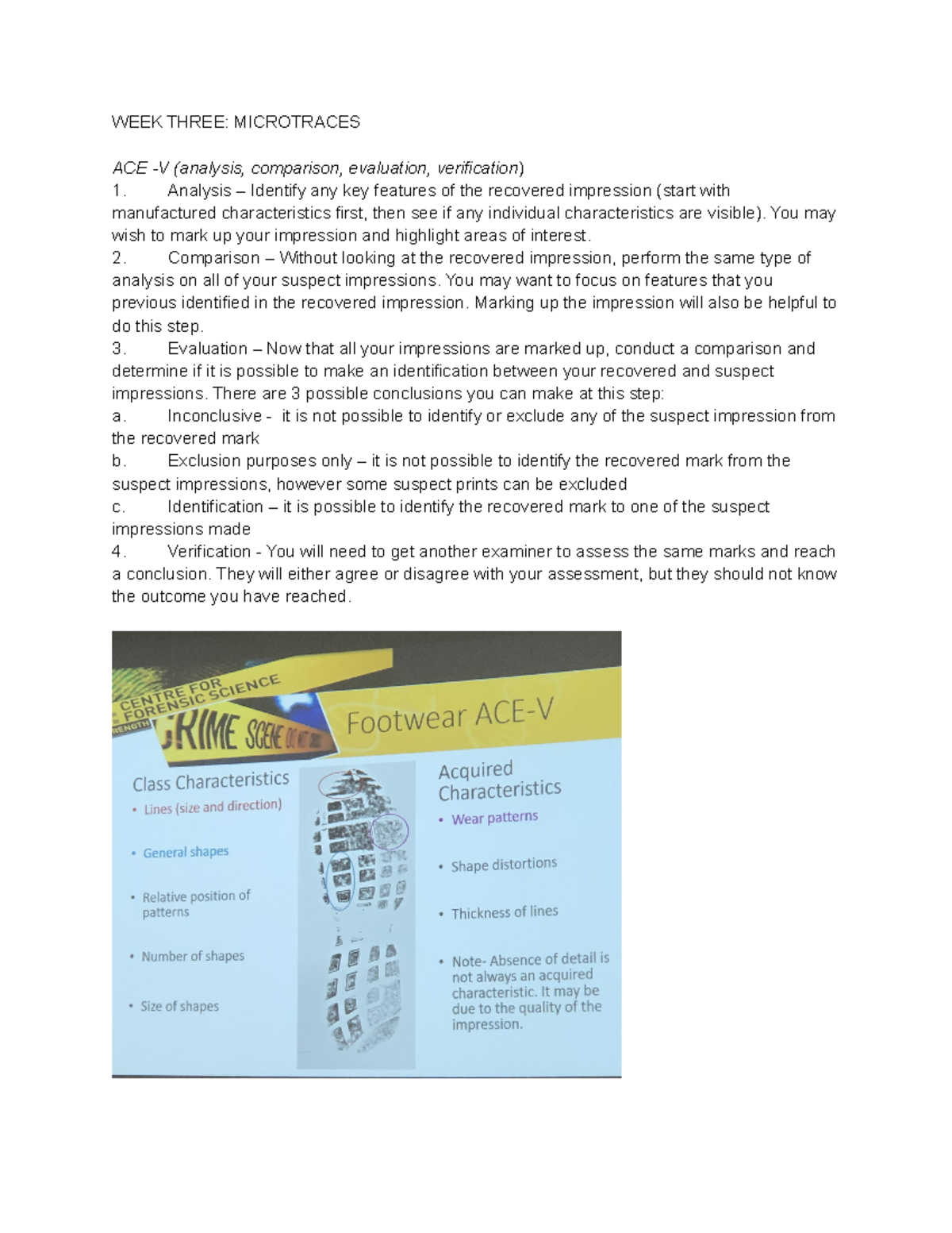 WEEK Three Microtraces - WEEK THREE: MICROTRACES ACE -V (analysis ...