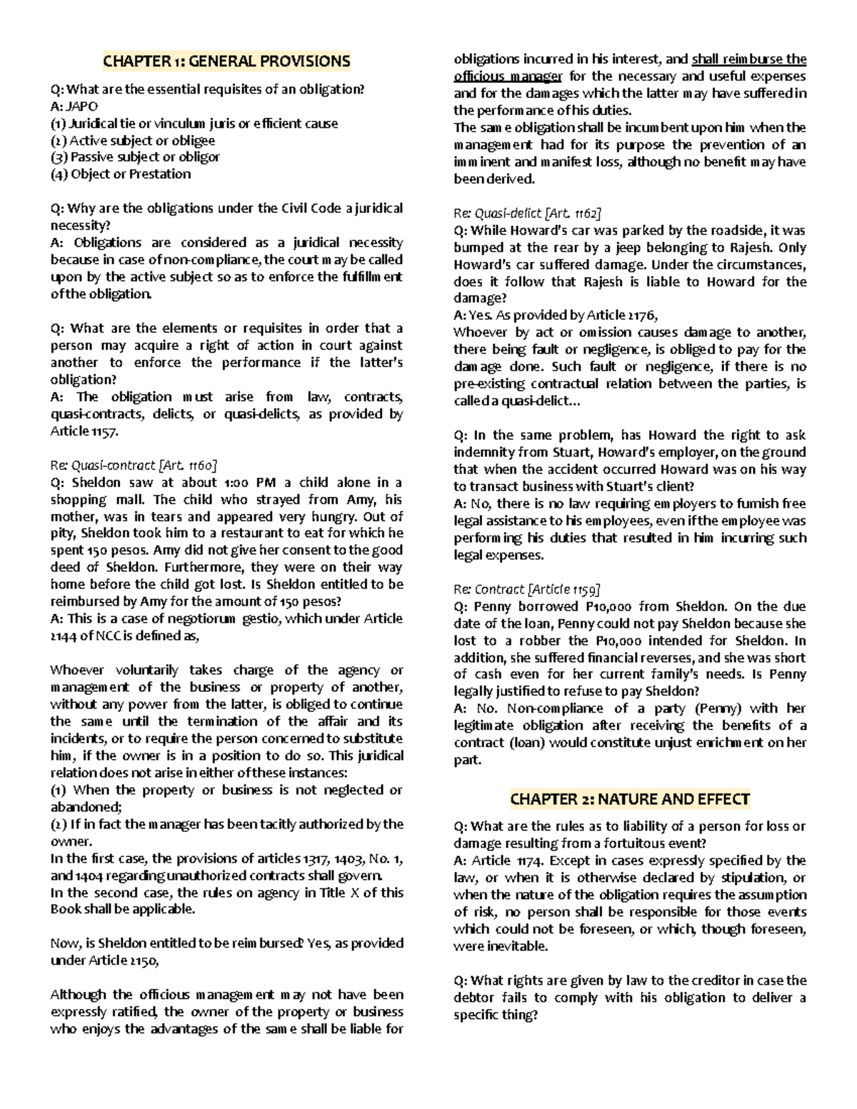 Q and A from ObliCOn (De Leon) - CHAPTER 1: GENERAL PROVISIONS Q: What ...