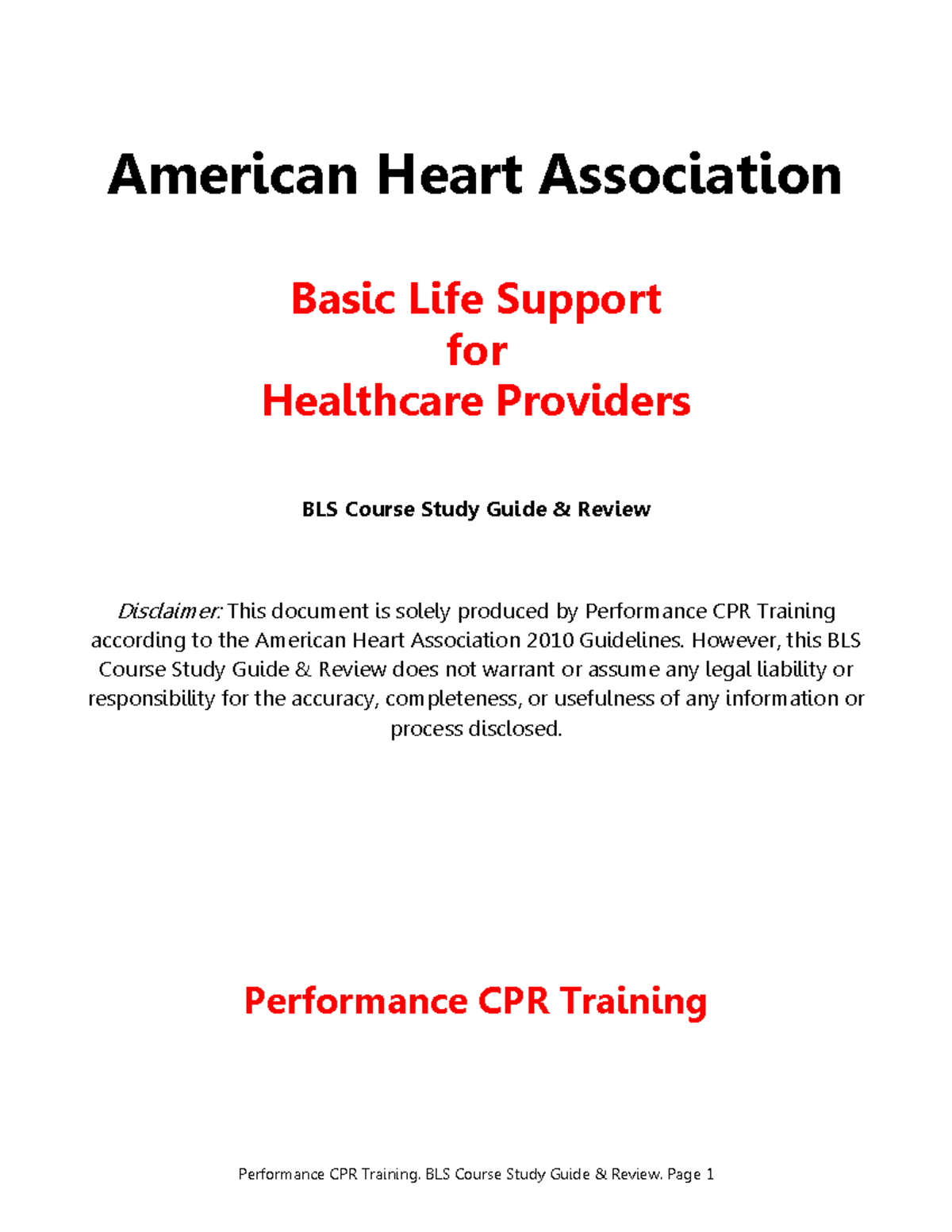 BLS-Study-Notes - Notws - American Heart Association Basic Life Support ...
