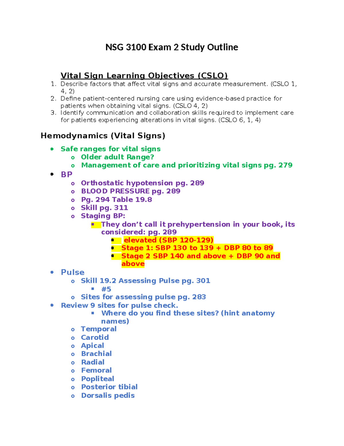 3100 Exam 2 Knowledge Check-1-1 - NSG 3100 Exam 2 Study Outline Vital ...