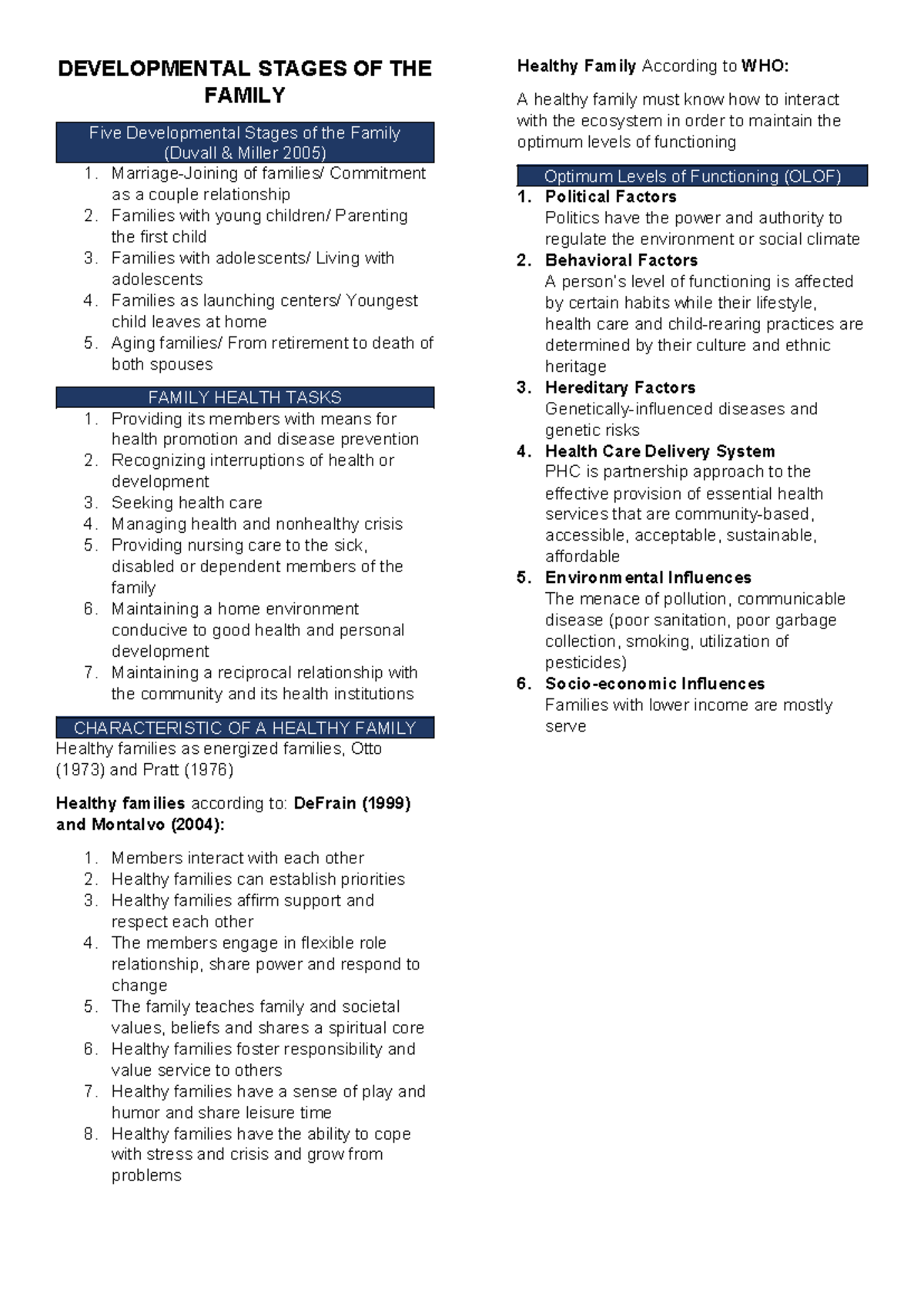 Developmental Stages OF THE Family - DEVELOPMENTAL STAGES OF THE FAMILY ...