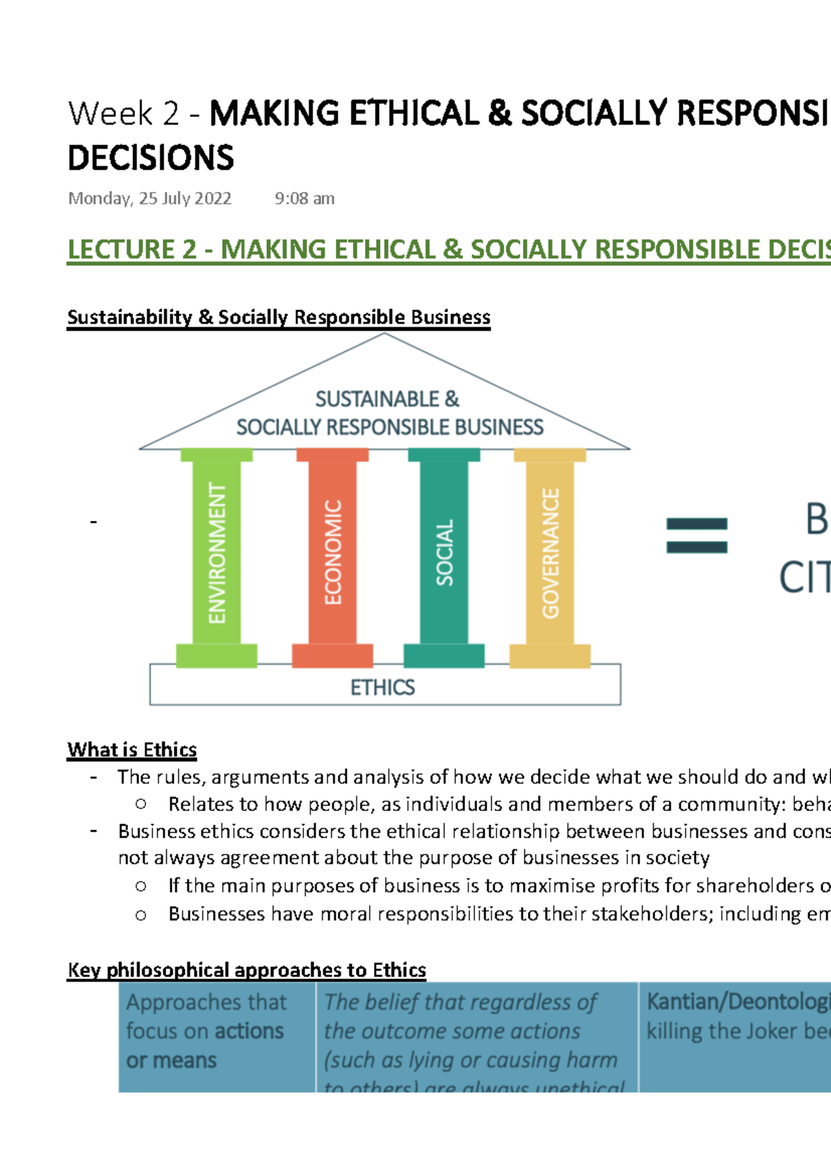 Week 2 - Making Ethical & Socially Responsible Decisions - LECTURE 2 ...