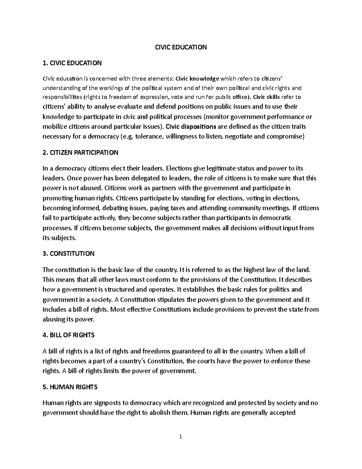 Civic Education terms - CIVIC EDUCATION 1. CIVIC EDUCATION Civic ...
