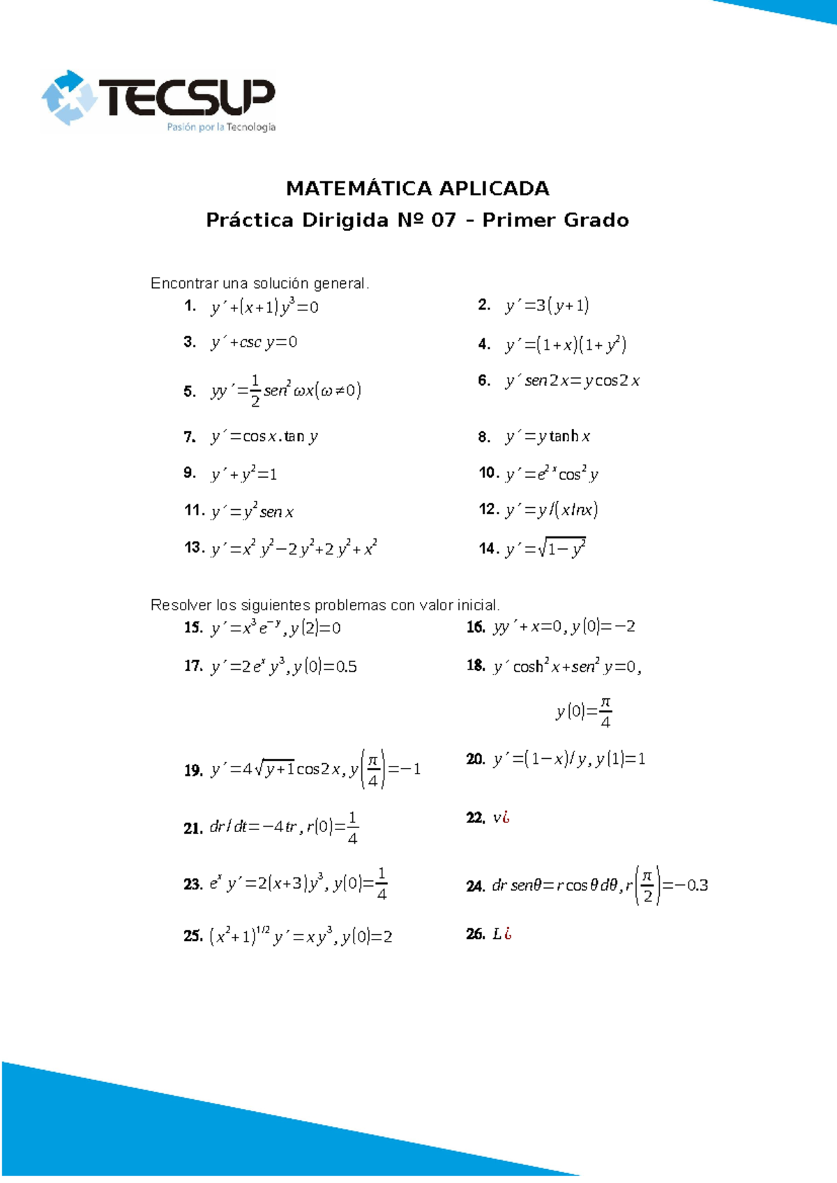 PD Mate Apli 07 - ghhhhhhh - MATEMÁTICA APLICADA Práctica Dirigida Nº ...