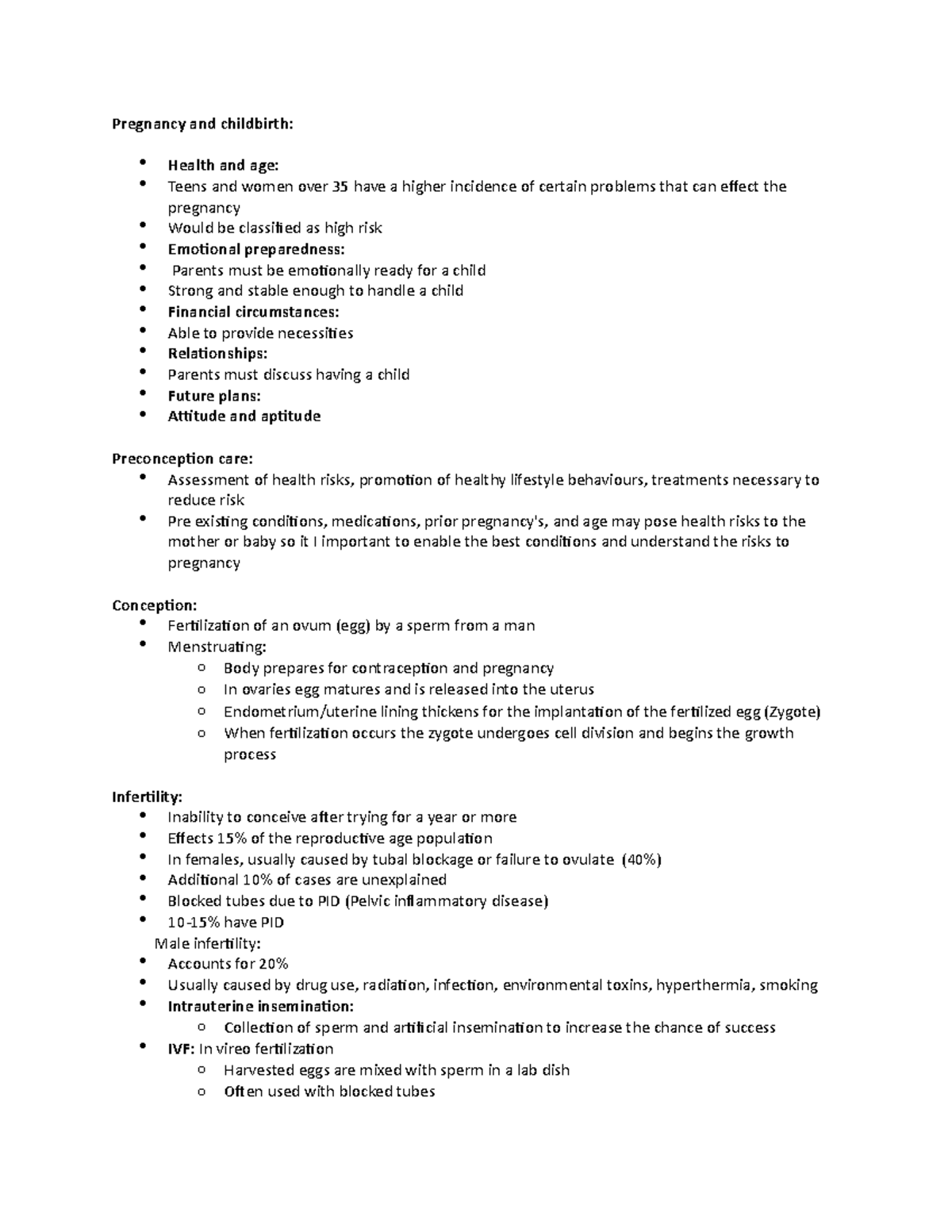 Personal determinants 1001A - pregnancy - Pregnancy and childbirth ...
