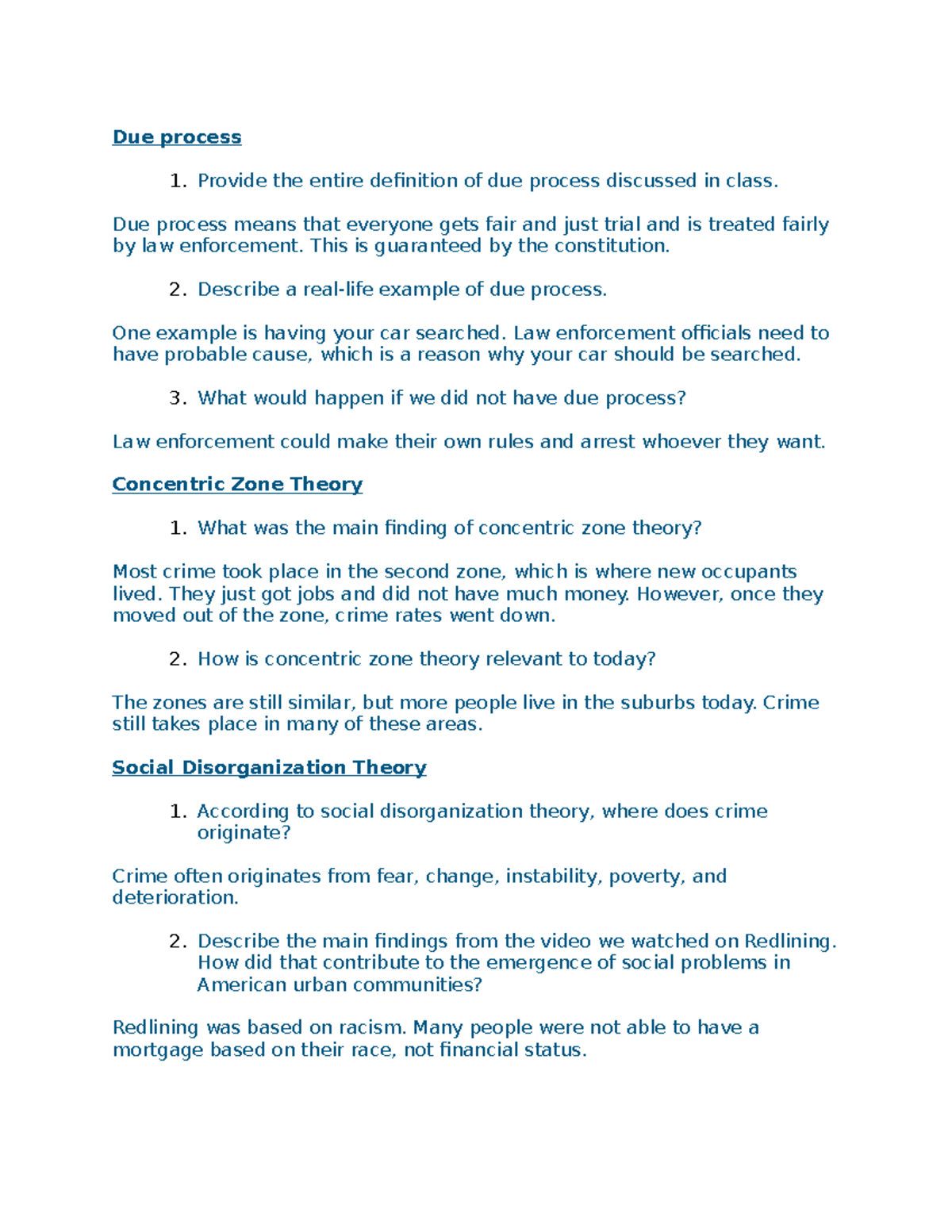 Criminal Justice Exam 2 Review - Due process Provide the entire ...