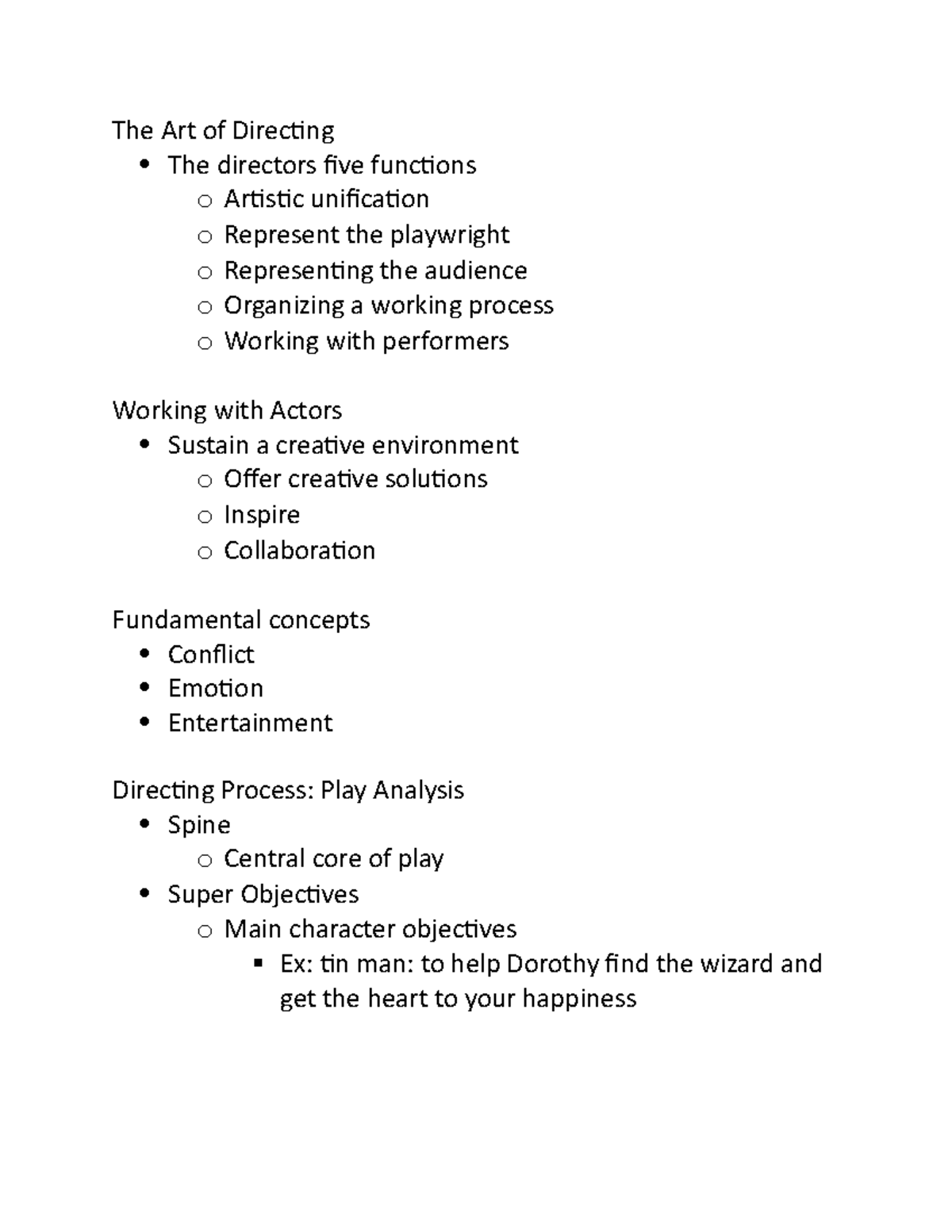 The Art of Directing - Lecture notes 4 - The Art of Directing The ...
