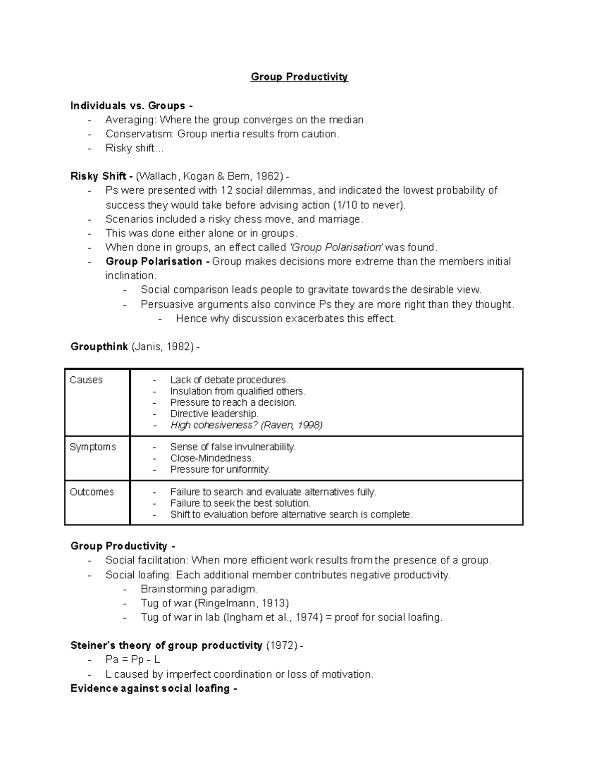Group Productivity - Group Productivity Individuals vs. Groups ...